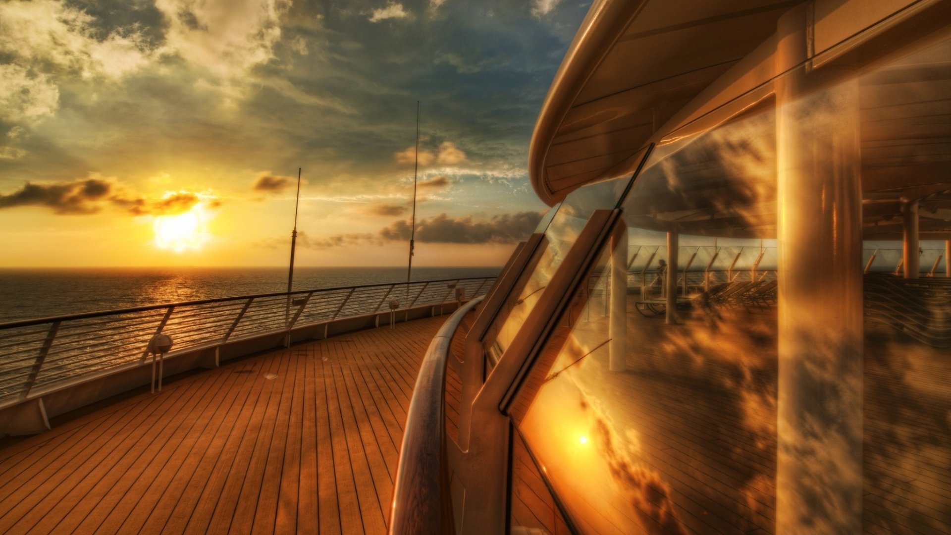 Golden Horizon: Cruise Ship Sunset — HD Wallpaper | 2048x1152 ...