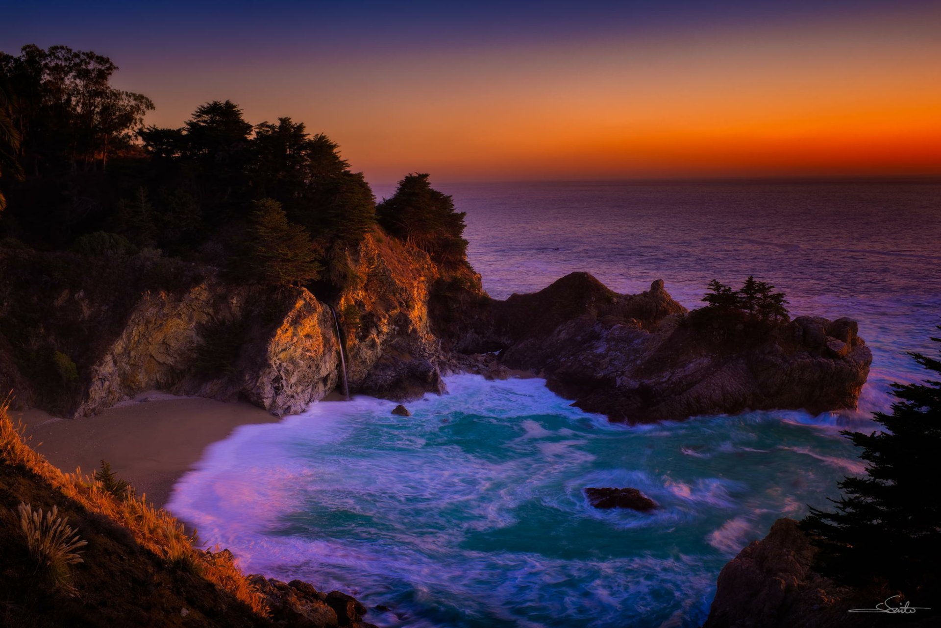 California Seashore Sunset: Stunning HD Nature Wallpaper by Shumon Saito
