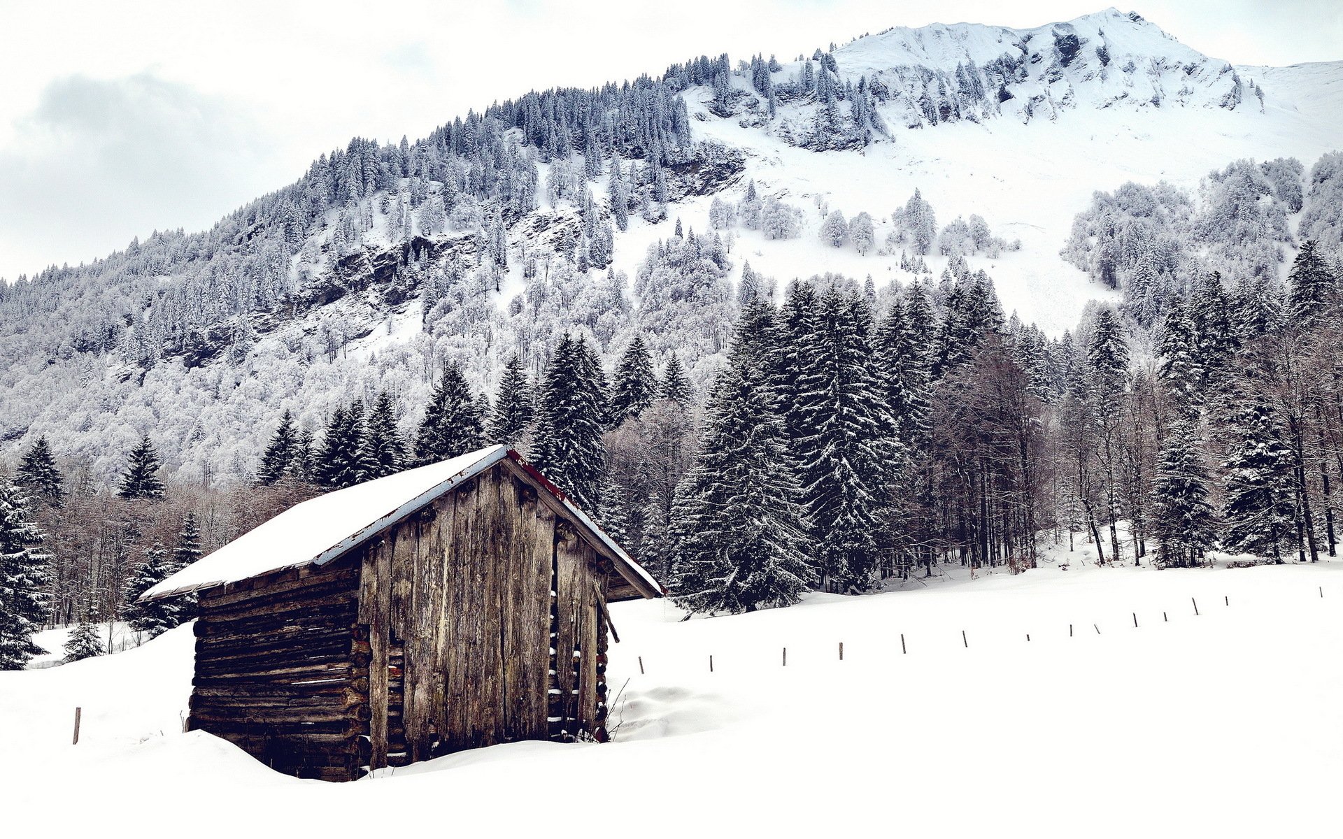 Alpine Snow Cabin — Rustic HD Wallpaper