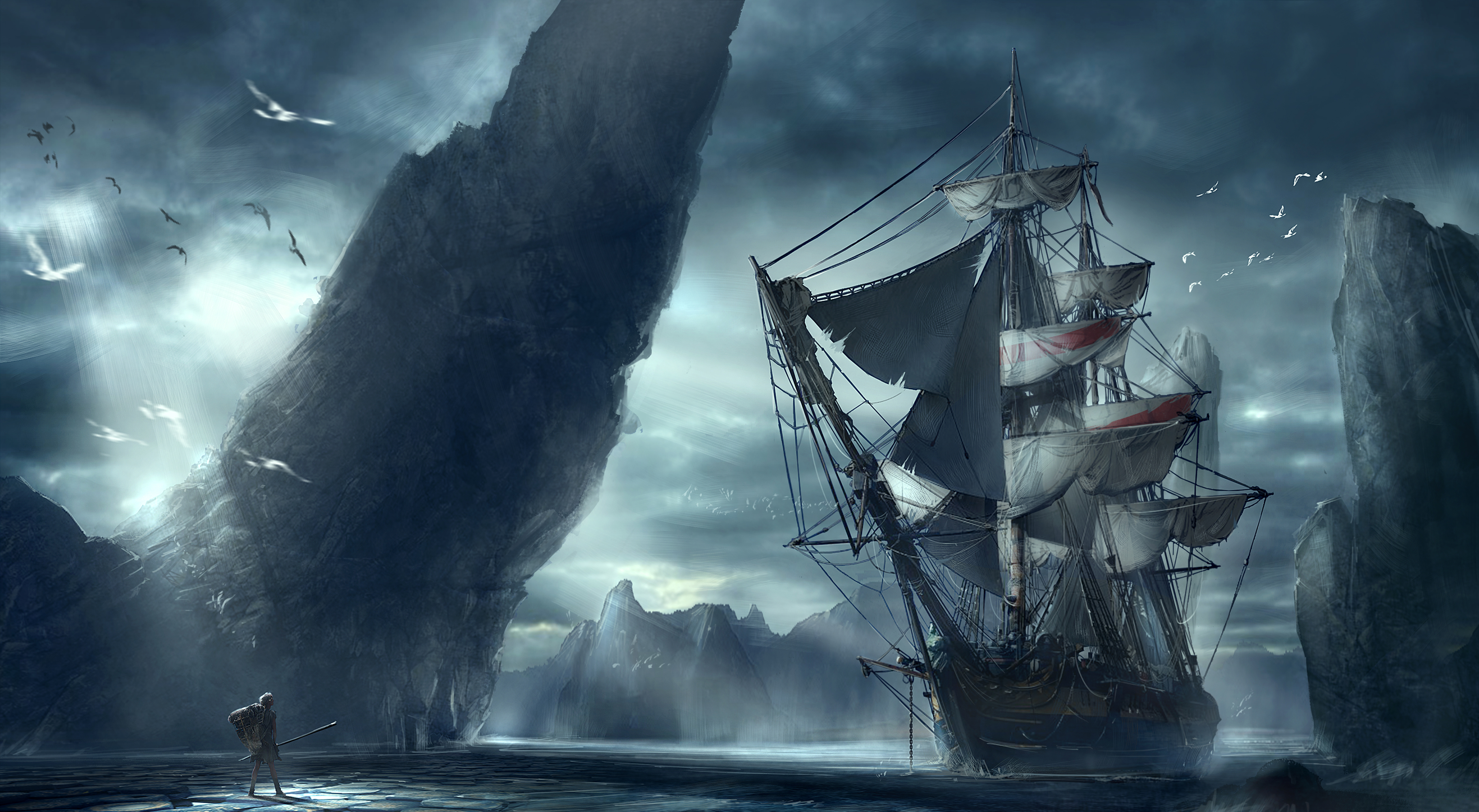 Epic Fantasy Voyage: 4K Ultra HD Mystical Ship at Sea by Steve ...