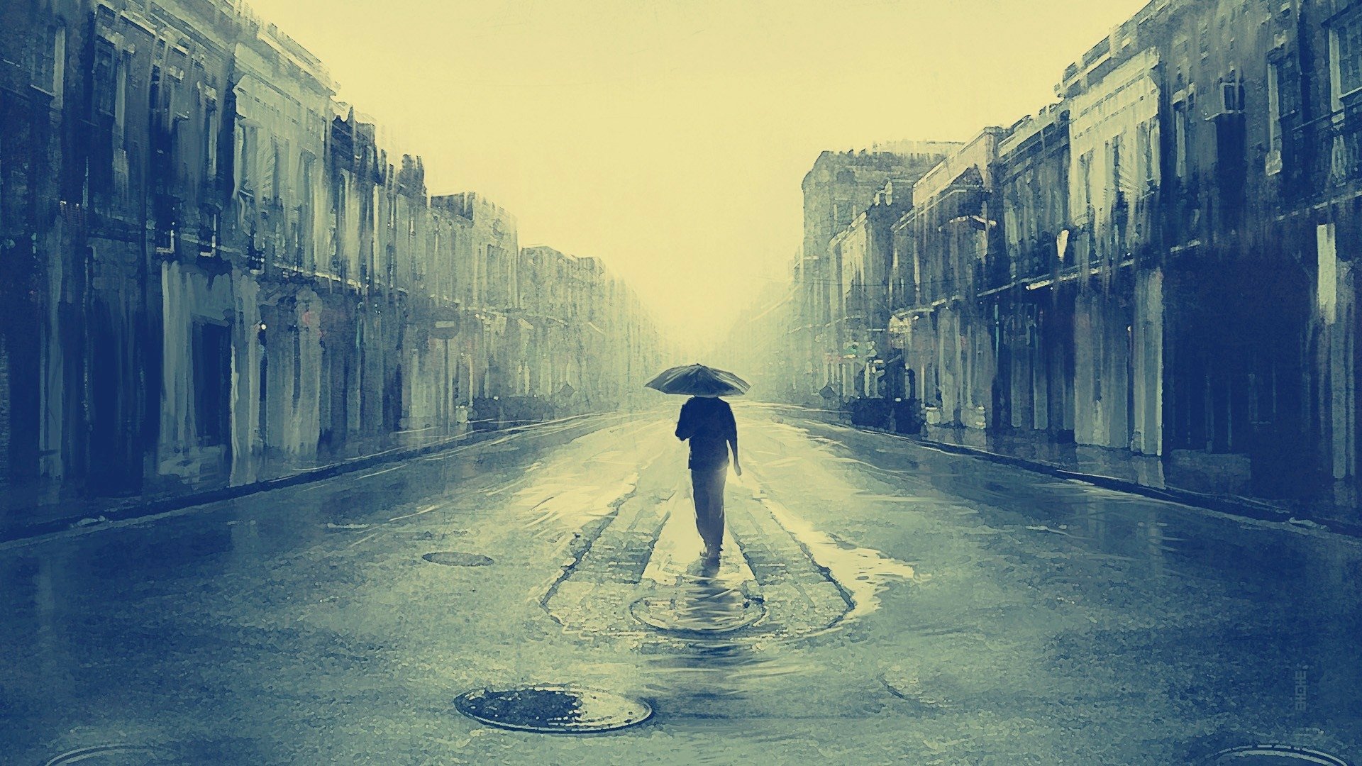 Artistic Umbrella Walk: A Stunning HD Wallpaper