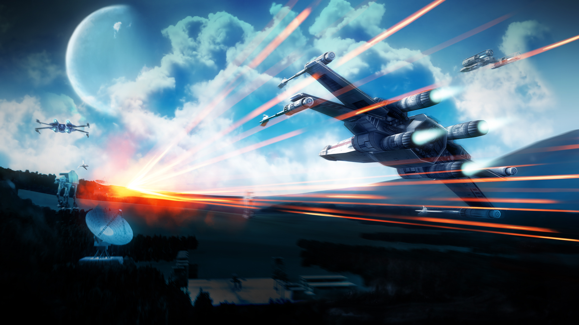 Epic Star Wars Sci-Fi HD Wallpaper: Galactic Battle at Dusk