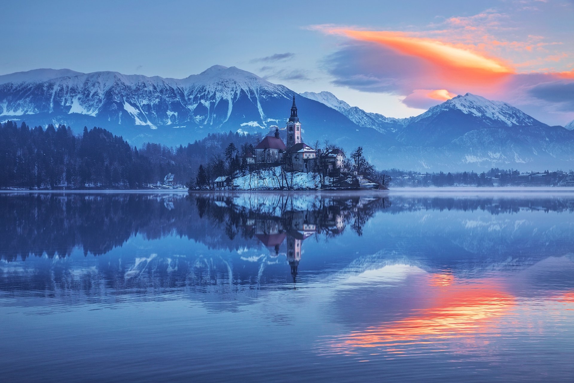 Serene Church Reflection HD – Sacred Mountain Morning Wallpaper by ...