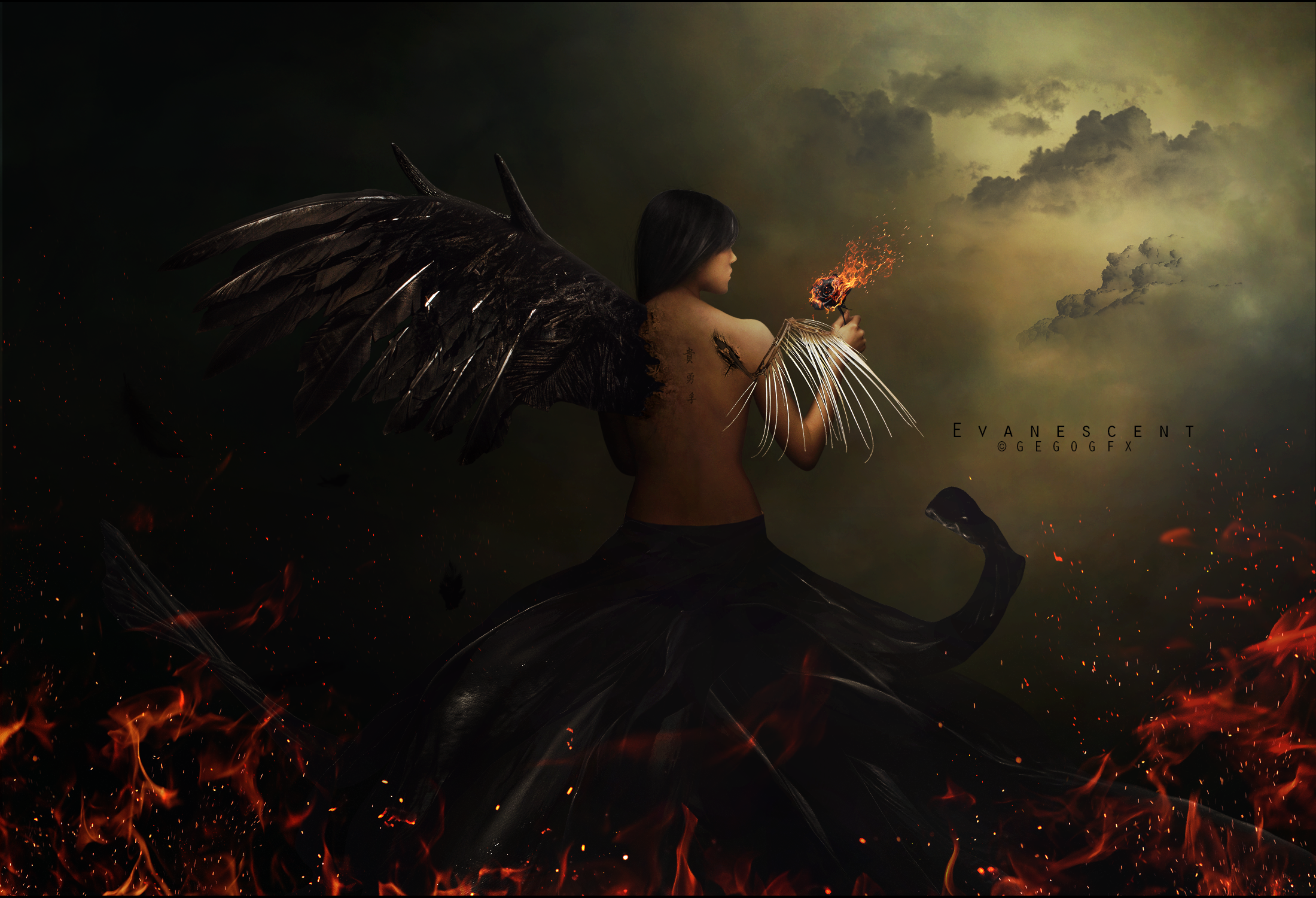 Dark Winged Flame: HD Surreal Photography & Art Manipulation Wallpaper ...
