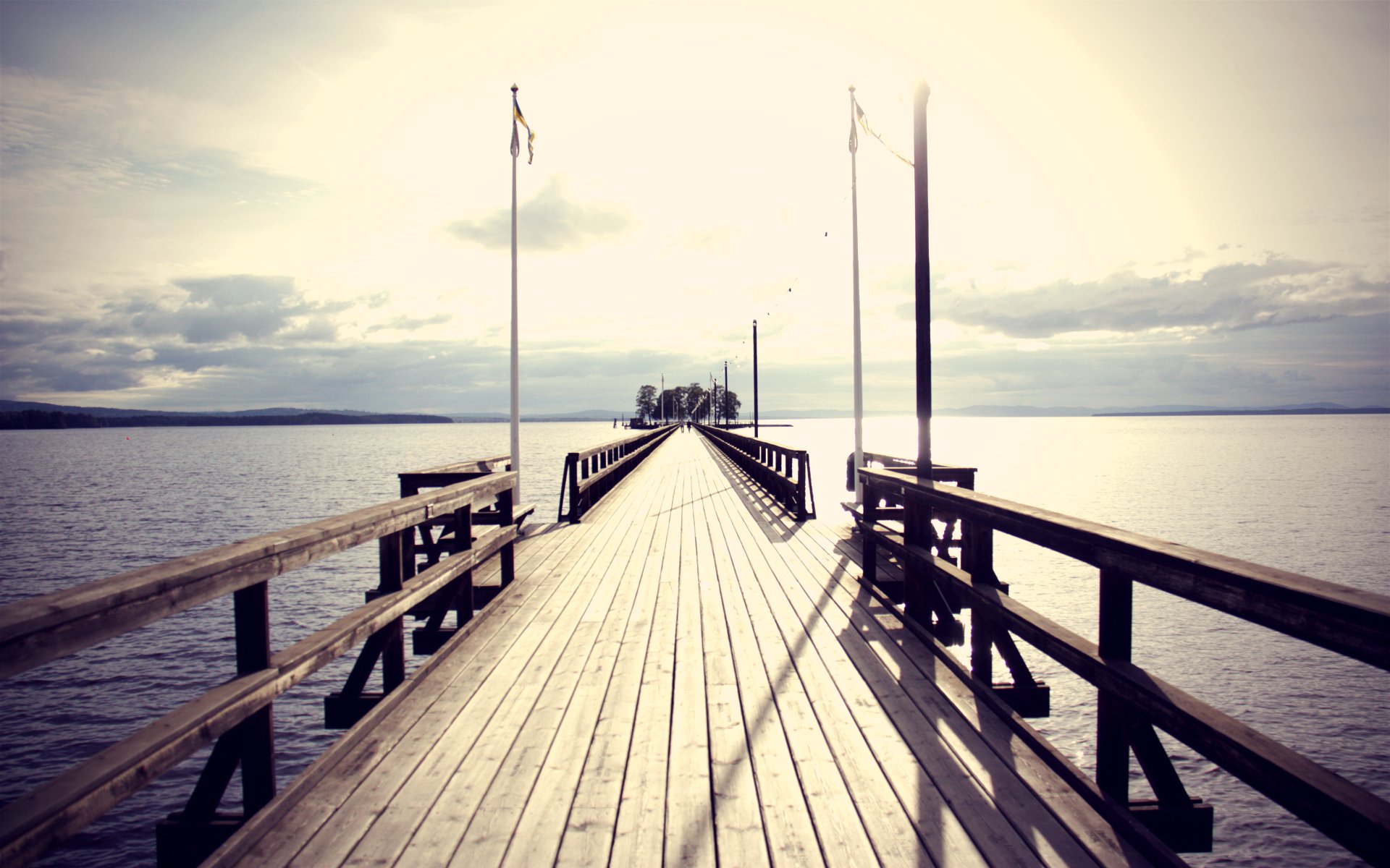 Download Sunlight Ocean Man Made Pier HD Wallpaper