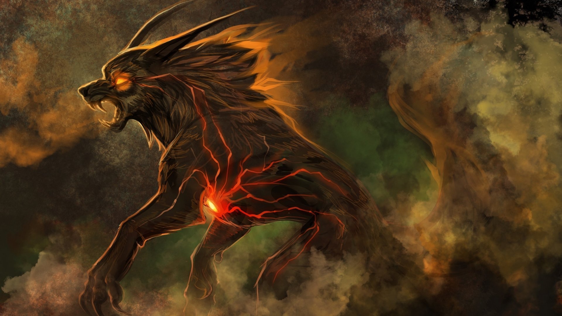 Emberheart Warg — 2K Quad HD Fantasy Creature Wallpaper by Hillary ...