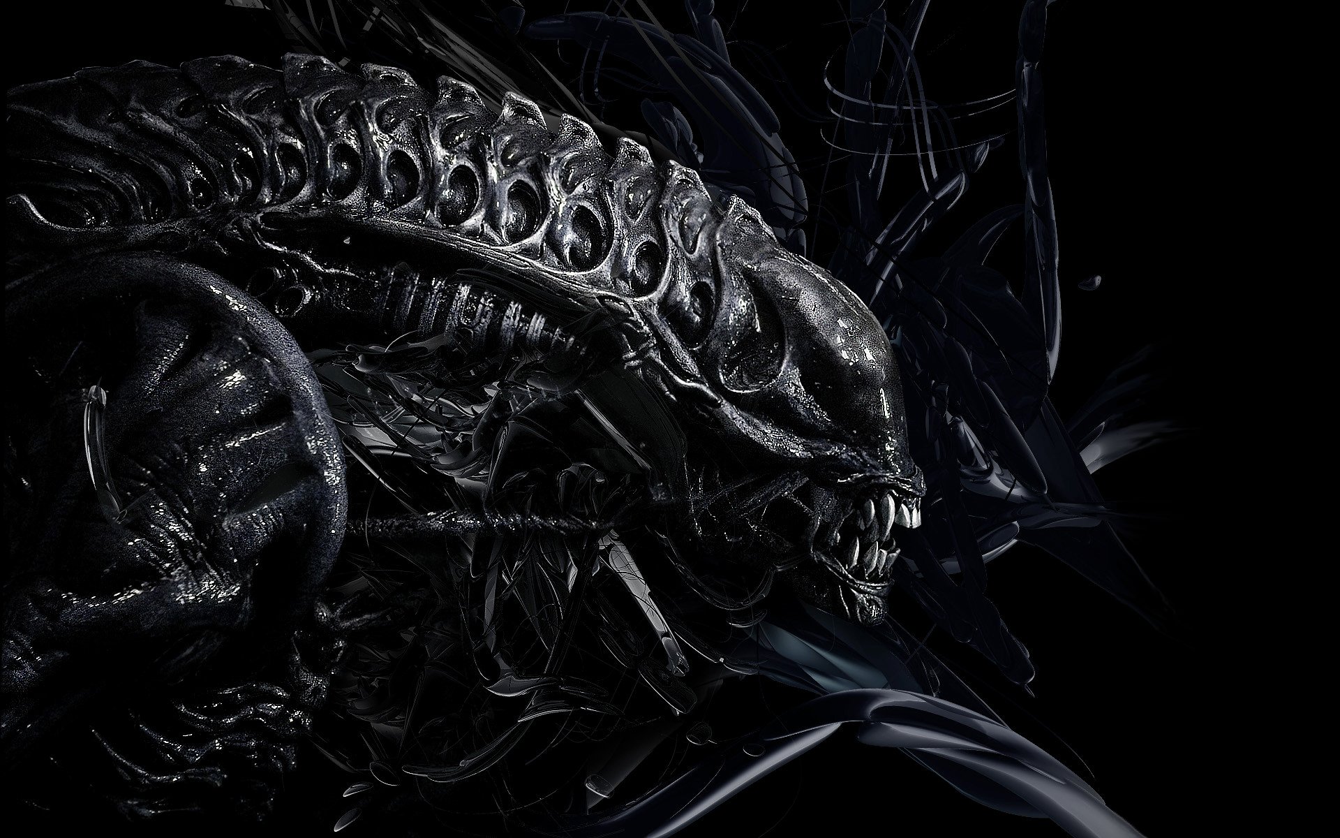 Alien Encounter: HD Sci-Fi Horror Wallpaper