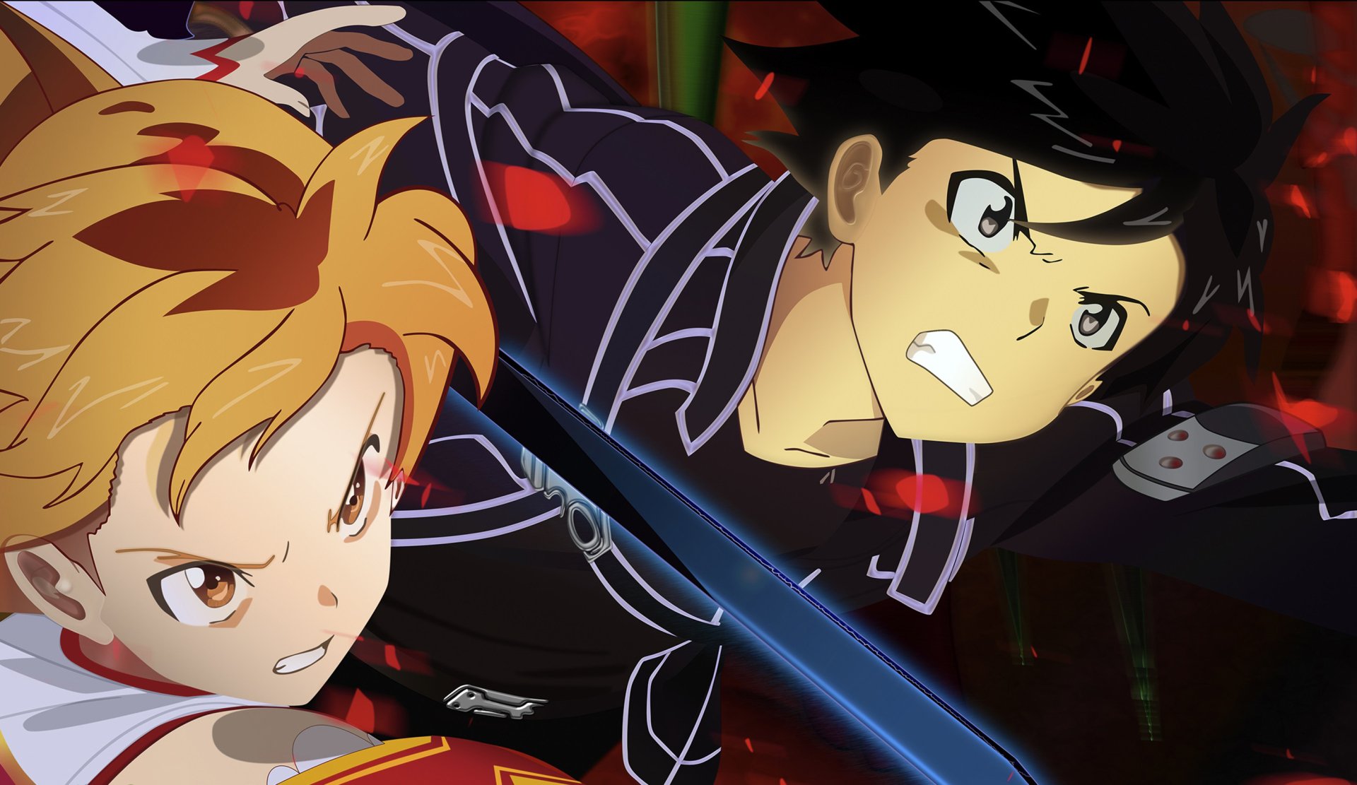 Sword Art Online HD Wallpaper: Asuna and Kirito in Action by Astara