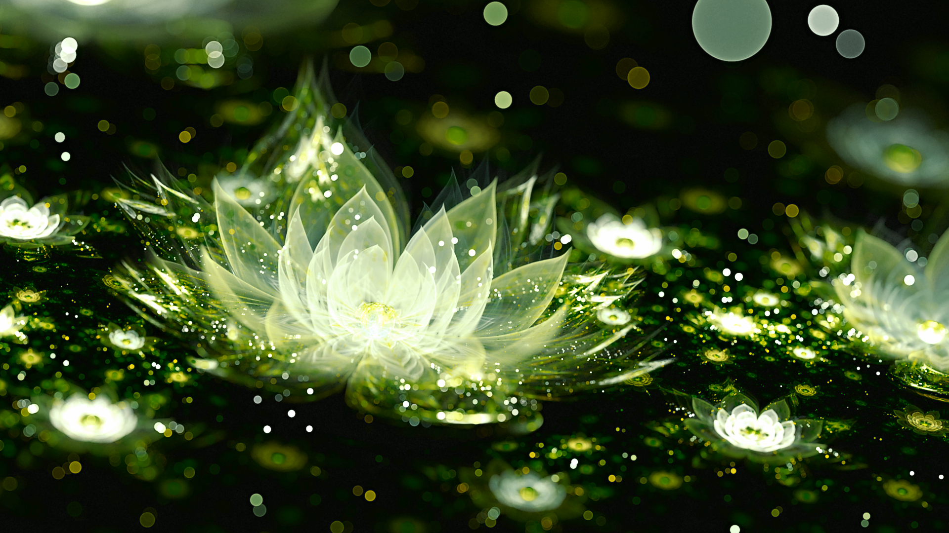 Psychedelic Green Flower Fractal - HD Wallpaper by SallySlips