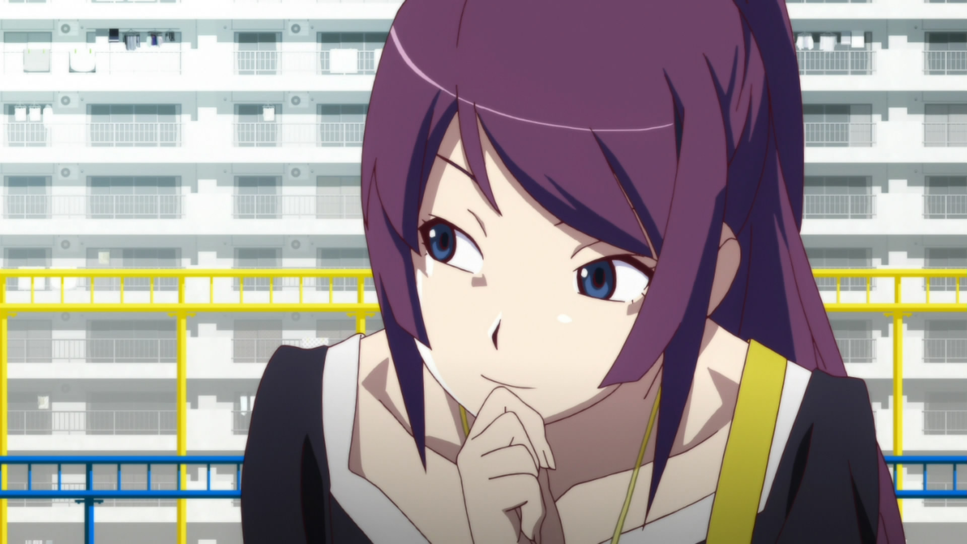 Download Blue Eyes Purple Hair Hitagi Senjōgahara Anime Monogatari ...