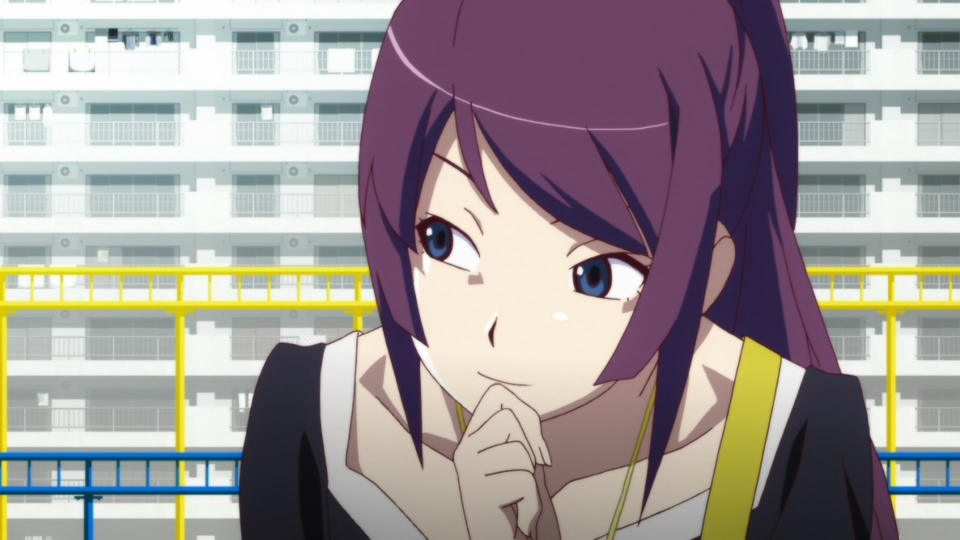 Download Blue Eyes Purple Hair Hitagi Senjōgahara Anime Monogatari ...