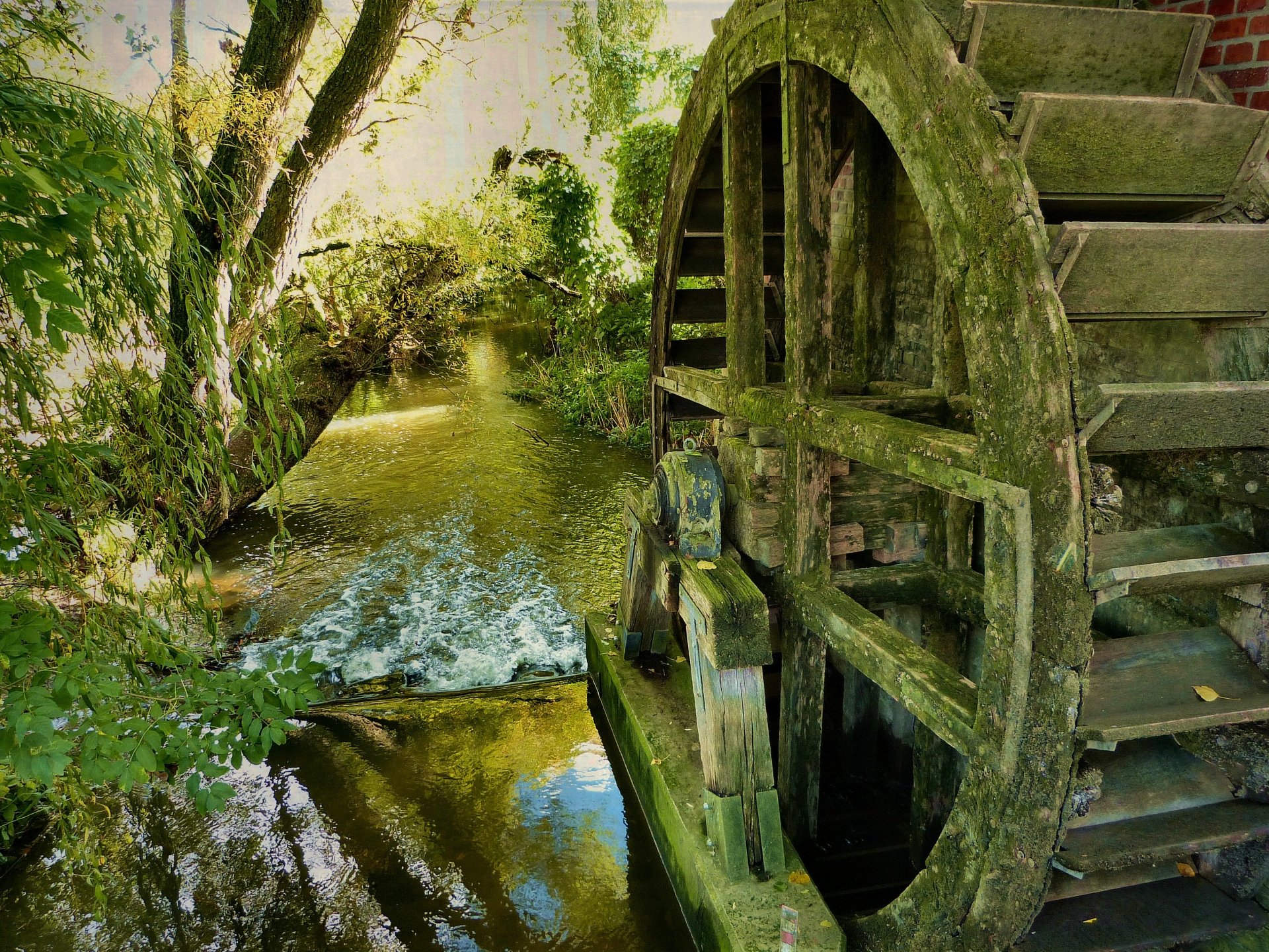 Download Man Made Watermill 4k Ultra HD Wallpaper
