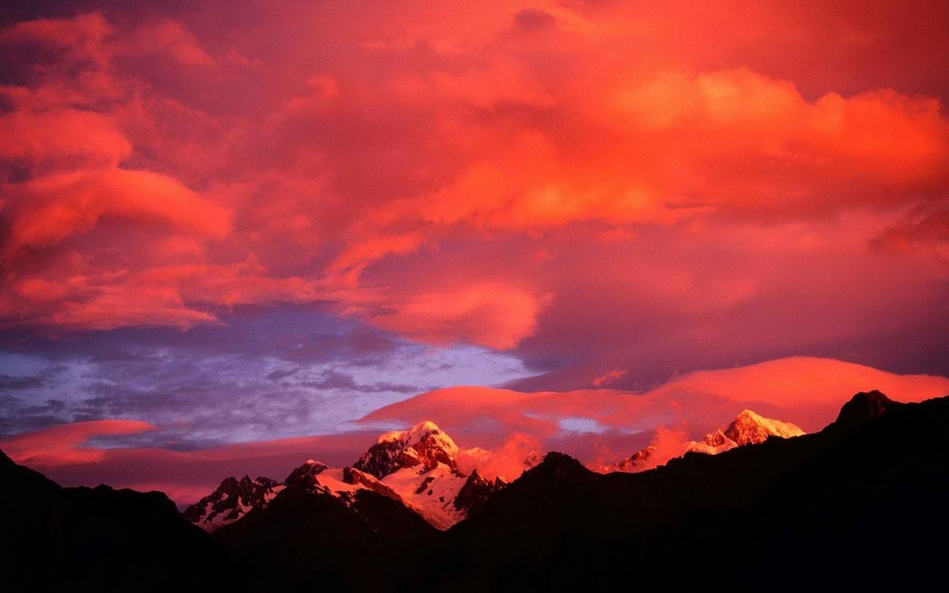 Download Nature New Zealand Mountain Purple Orange (Color) Cloud Sunset ...