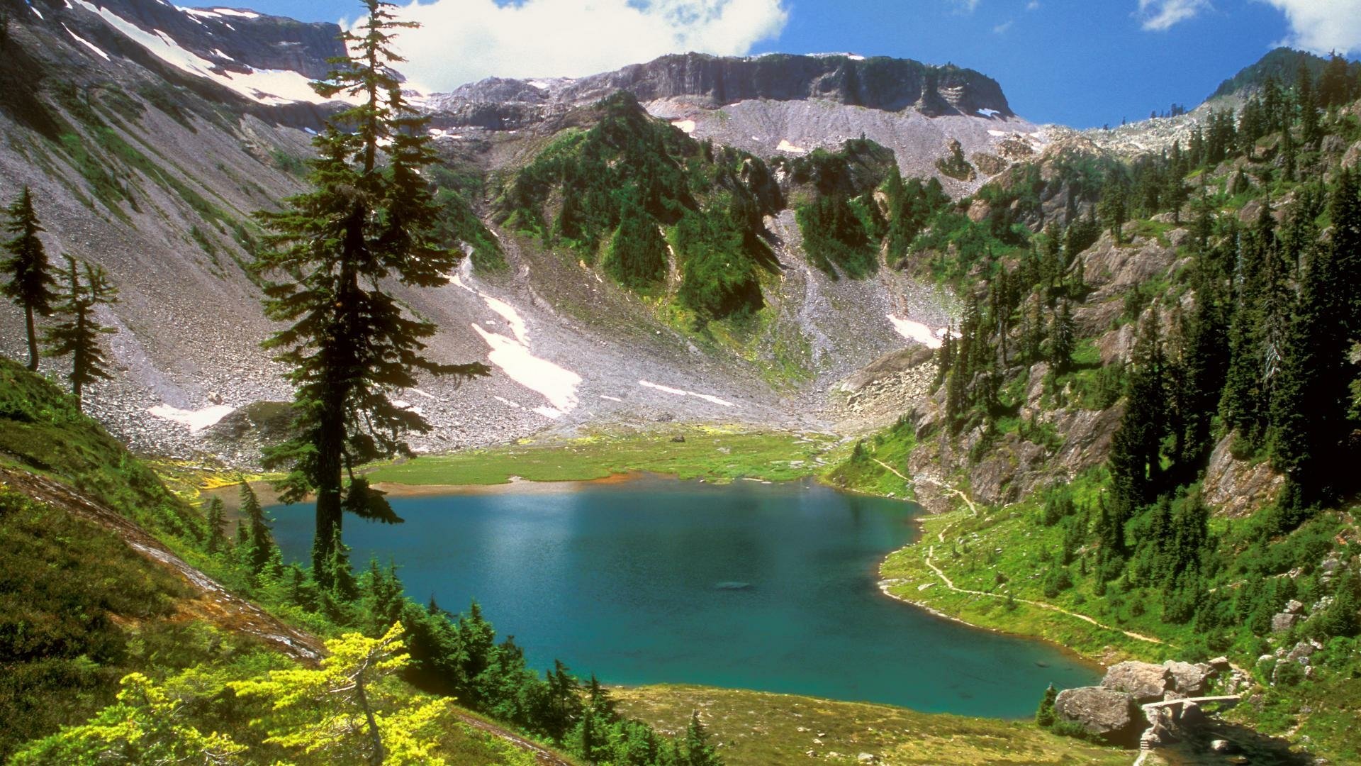 Mountain Lake Serenity: HD Nature Landscape with Forest Trees ...