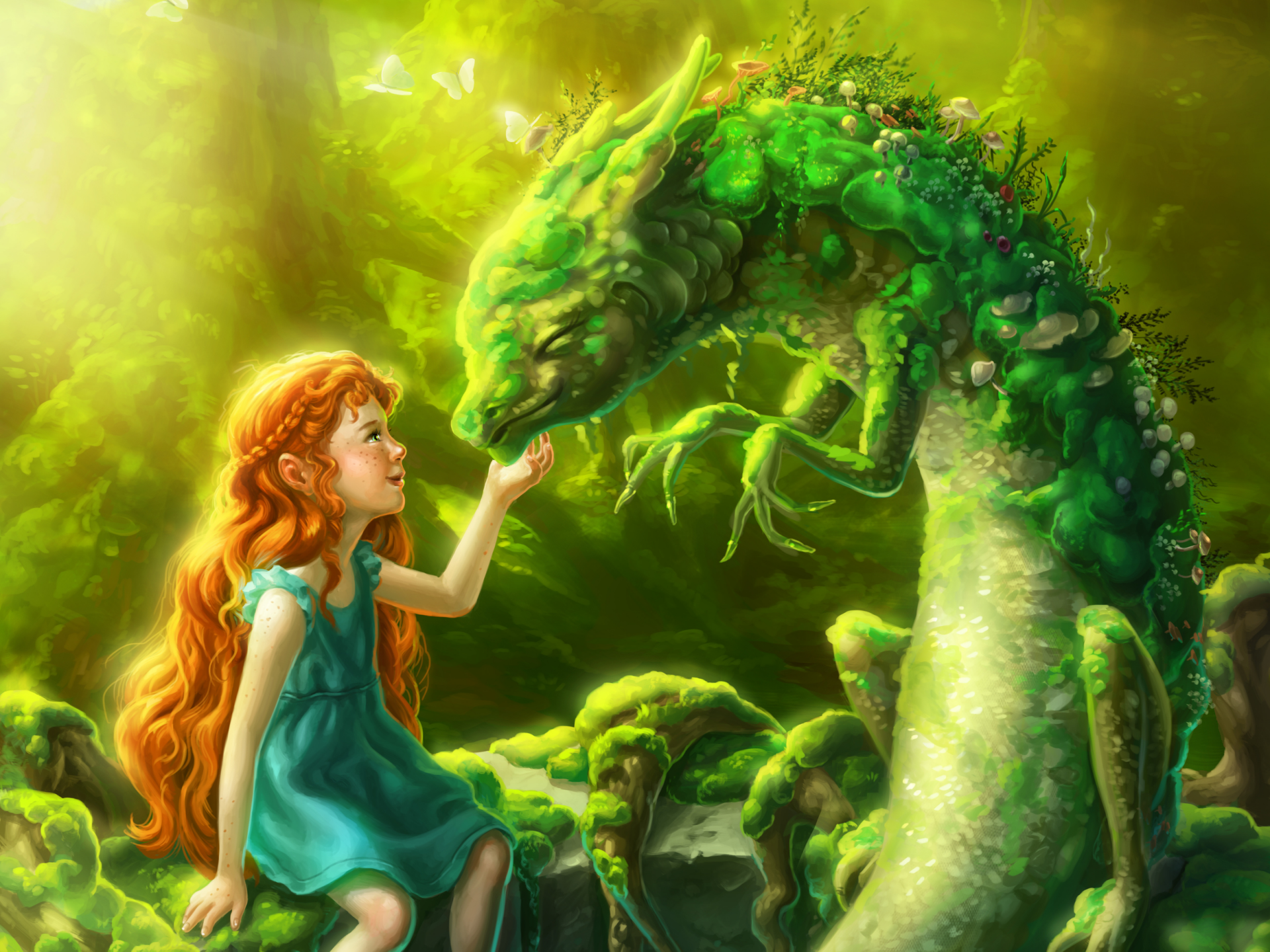 Download Redhead Dragon Little Girl Fantasy Child HD Wallpaper by Laura ...