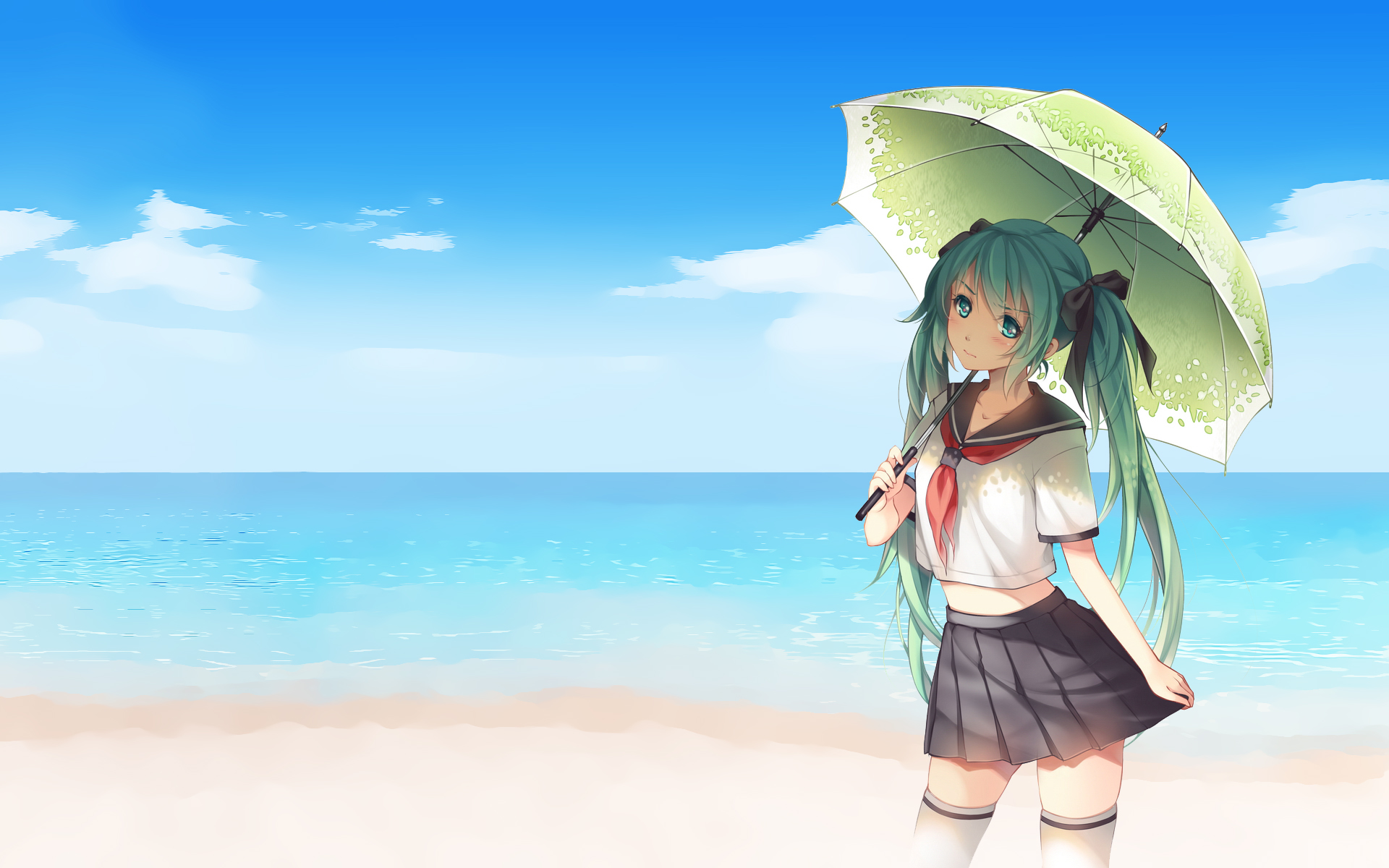 Hatsune Miku HD Wallpaper: Summer Bliss by the Sea by TID