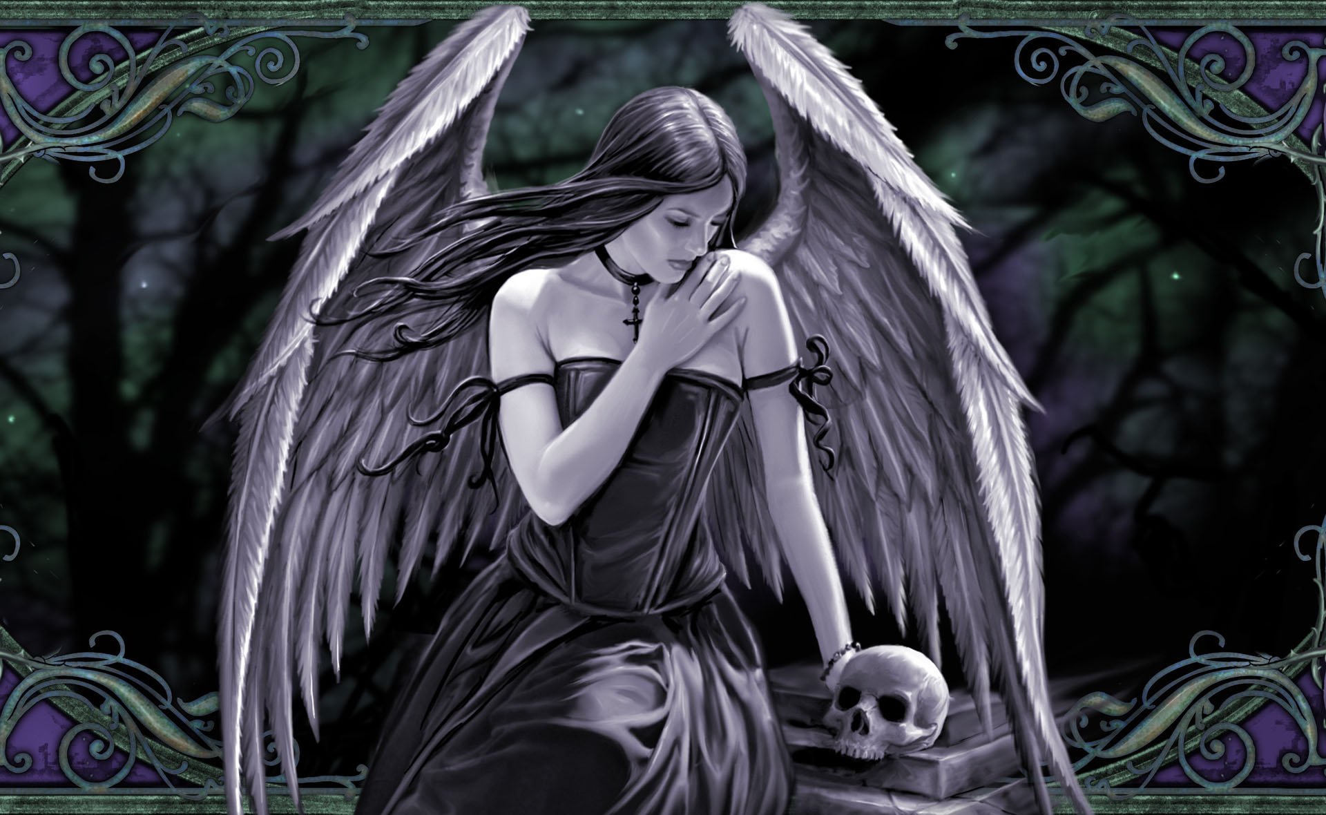 Gothic Angel With Skull HD Fantasy Wallpaper By Anne Stokes