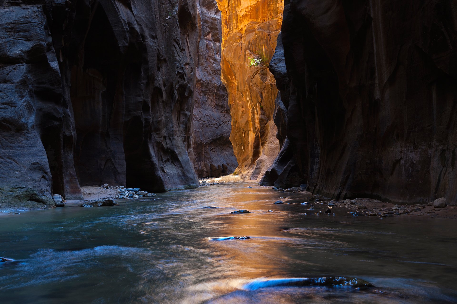 HD Canyon Stream Flowing Through Majestic Cliffside Caves