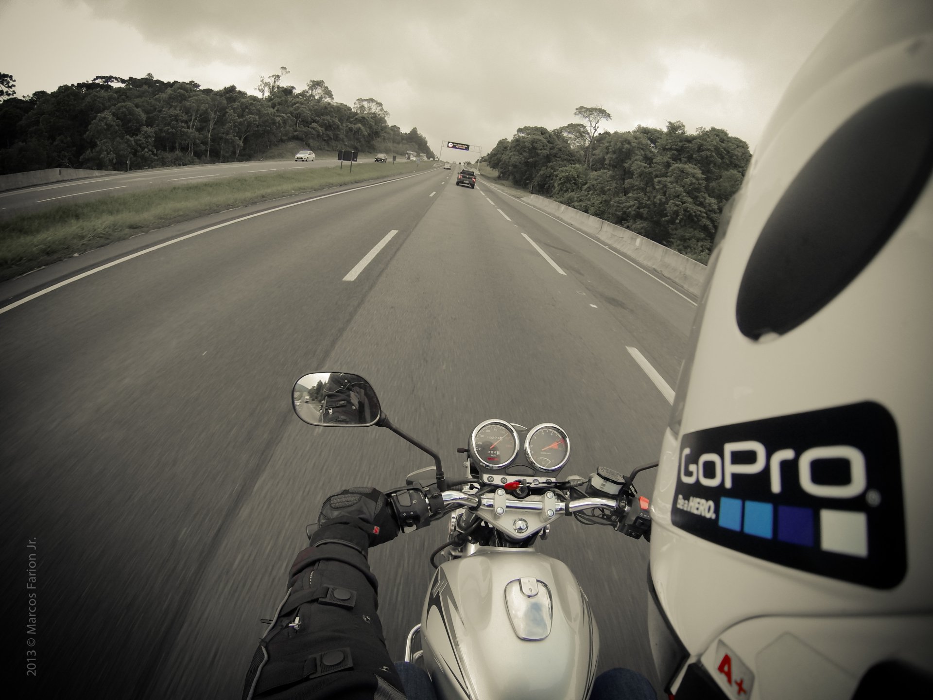 Ride the Open Freeway: 4K Ultra HD Motorcycle Helmet View with Fisheye ...
