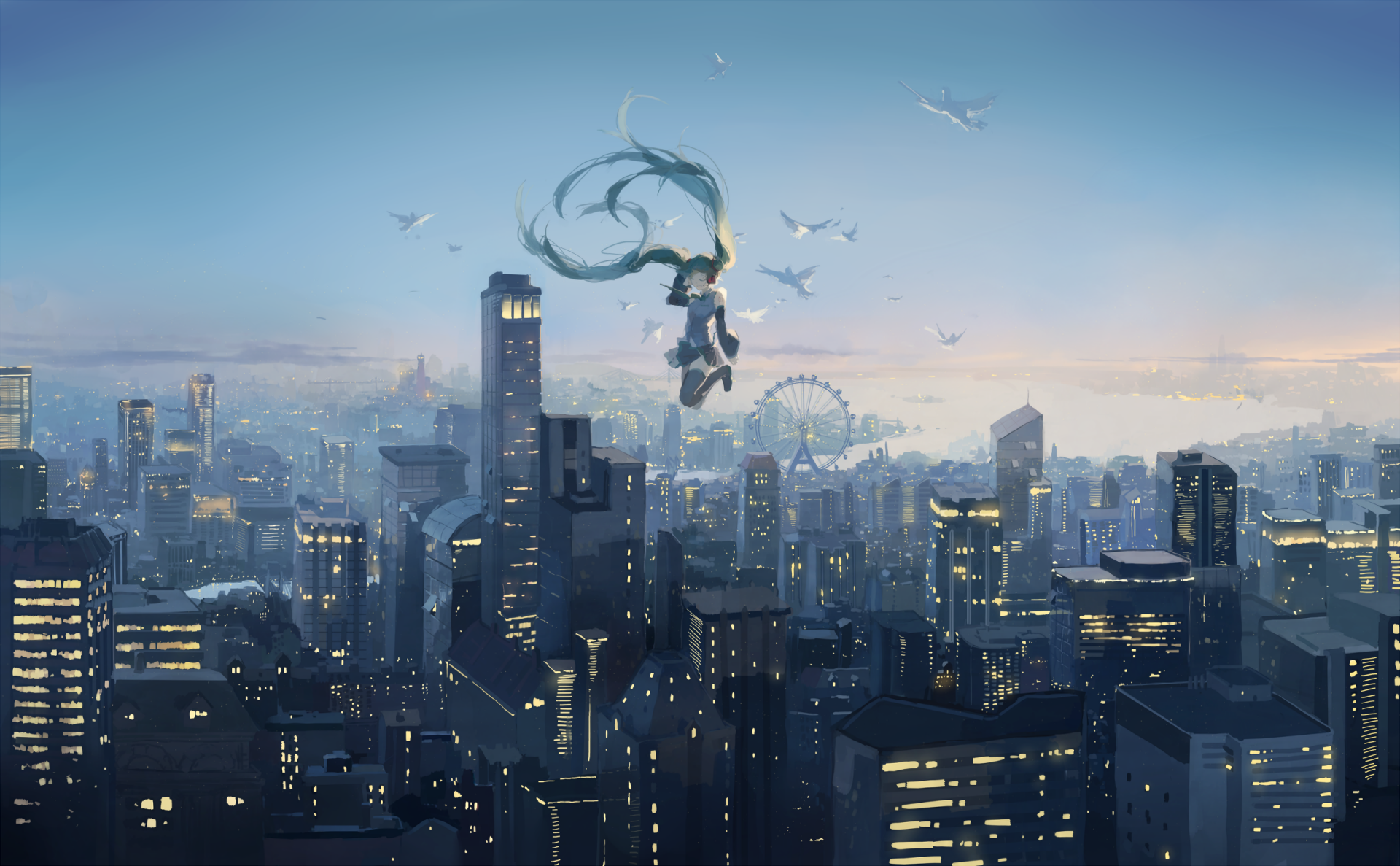 Hatsune Miku Cityscape HD Wallpaper by Recneps-SAIS