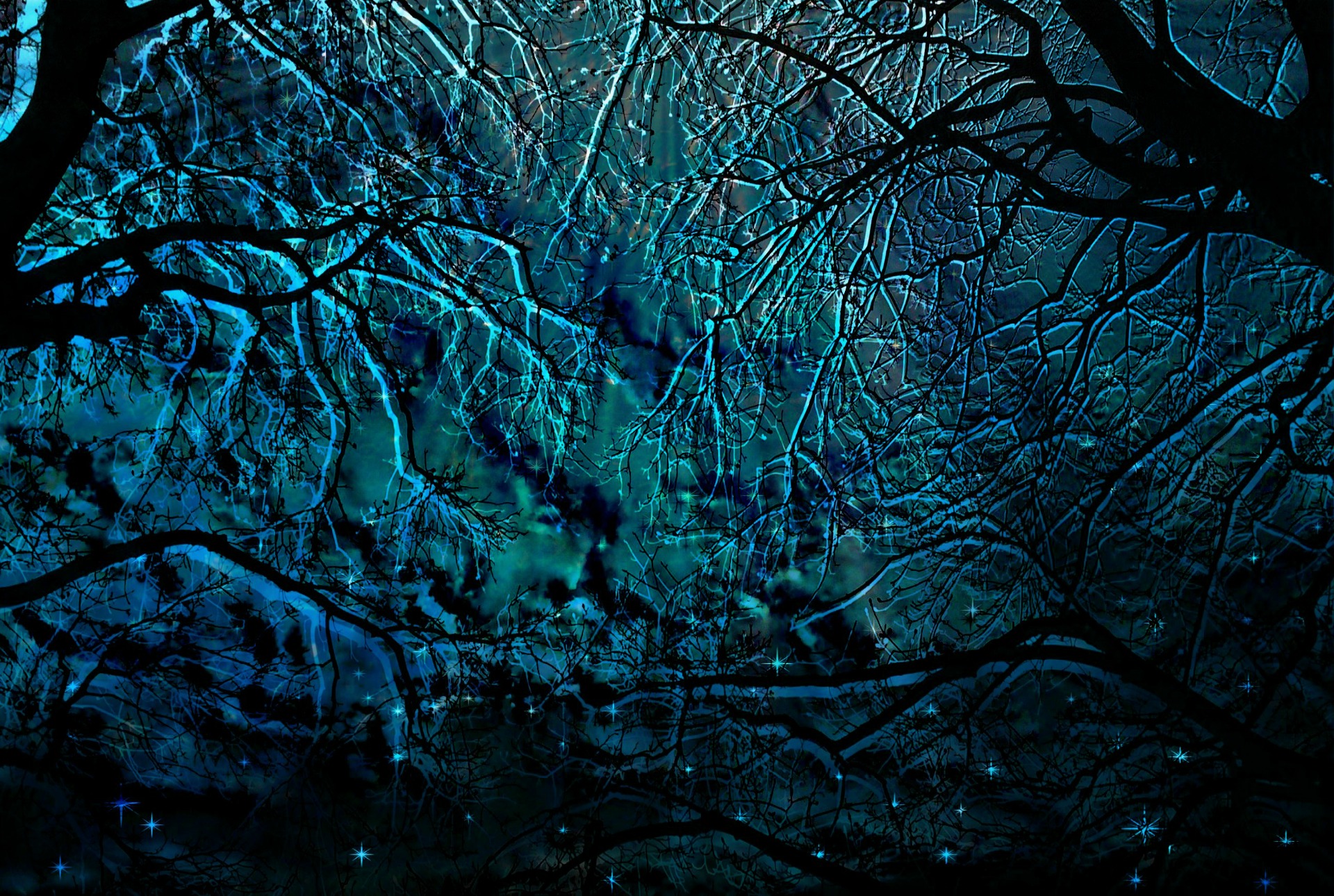 Darkened Sky with Branches by GothKitten