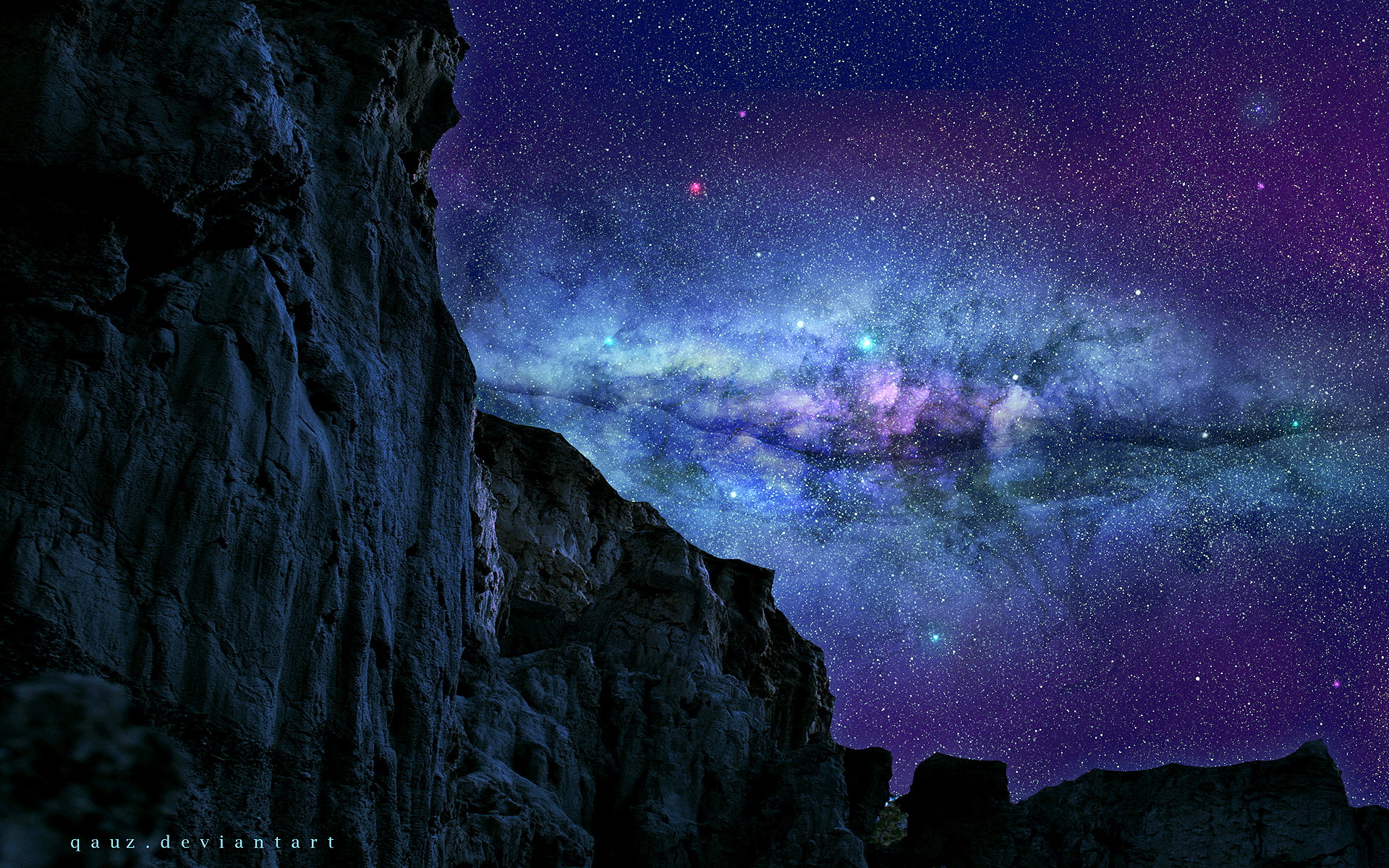 Stunning Milky Way Over Starry Night Sky – HD Nature Wallpaper by QAuZ