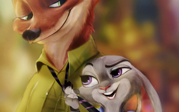 HD Wallpaper of Nick Wilde and Judy Hopps from Zootopia