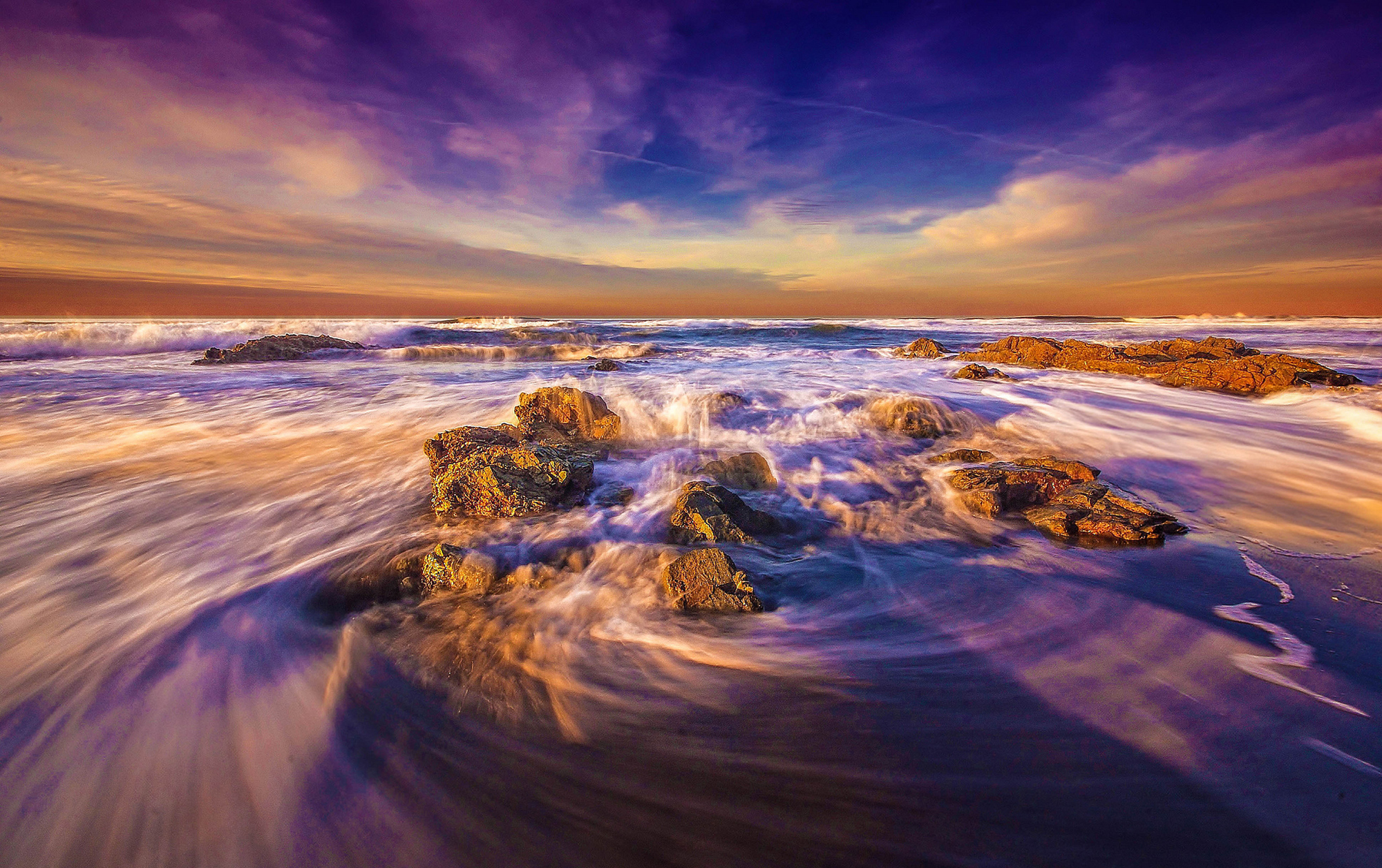 Download Horizon Foam Nature Ocean HD Wallpaper