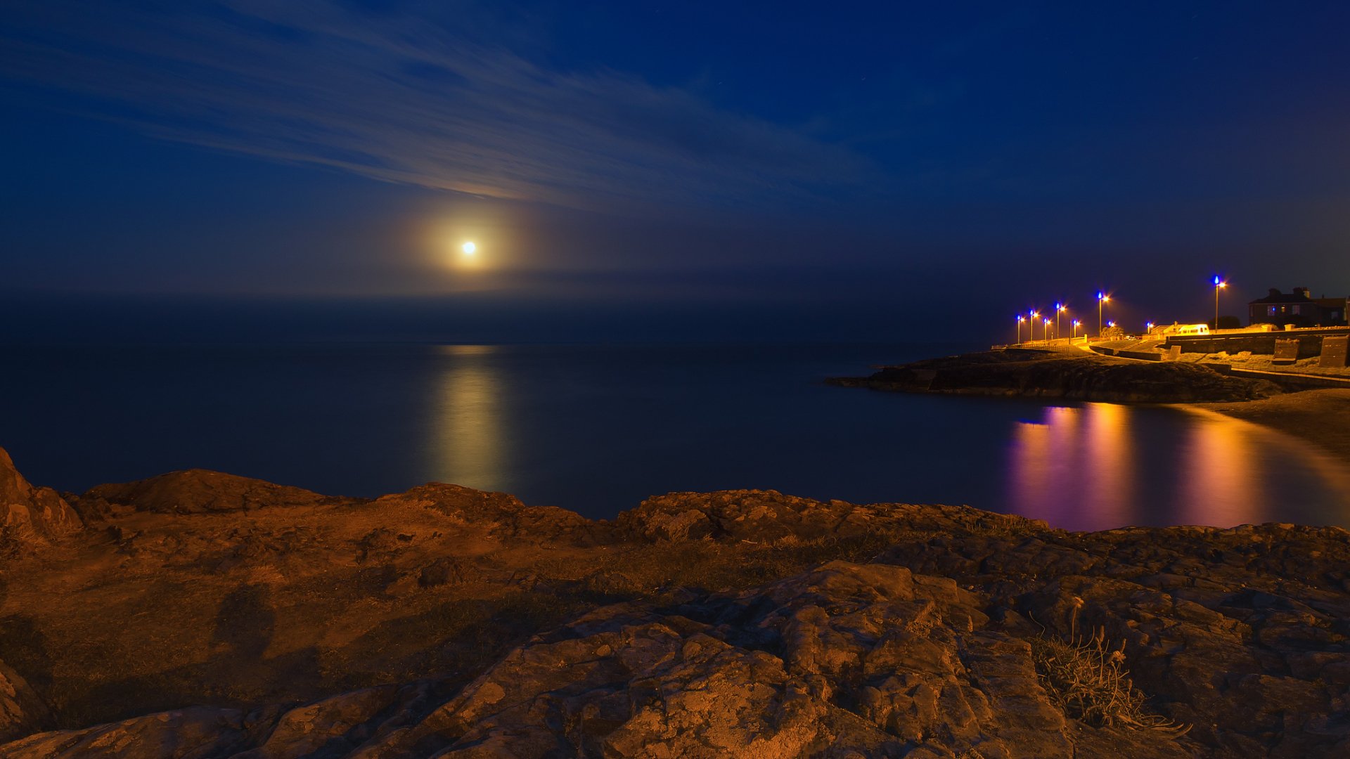 Download Horizon Sea Ocean Moon Night Earth Photography Coastline HD ...