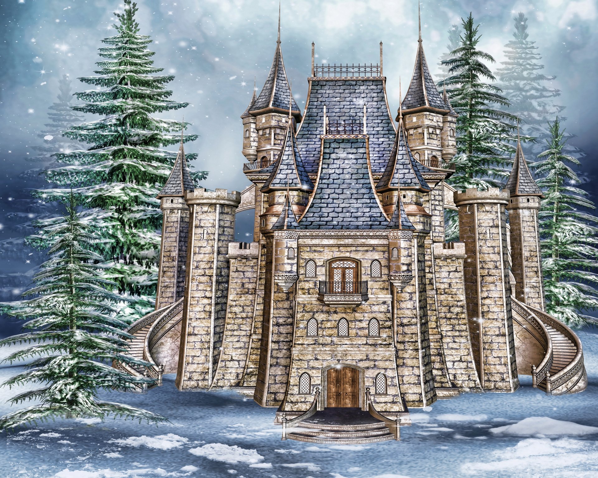 Medieval Castle Wallpaper Winter