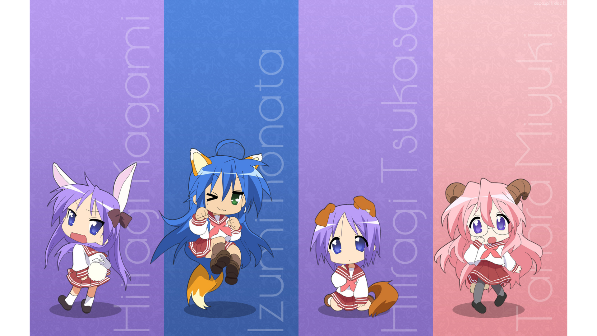 Lucky Star Chibi Quartet — HD Wallpaper | 2047x1152 | Wallpaper Abyss