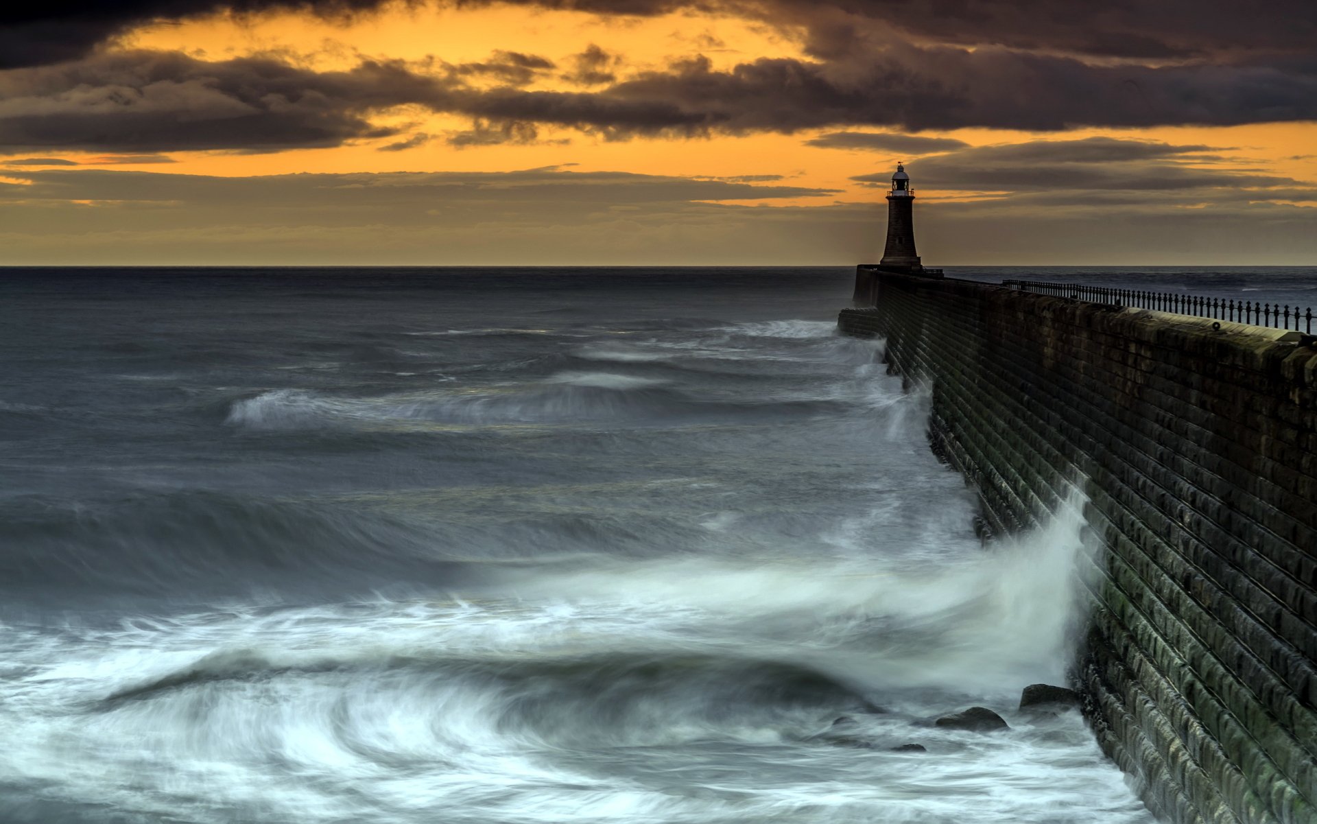 Download Wave Horizon Ocean Man Made Lighthouse Ocean Waves HD Wallpaper