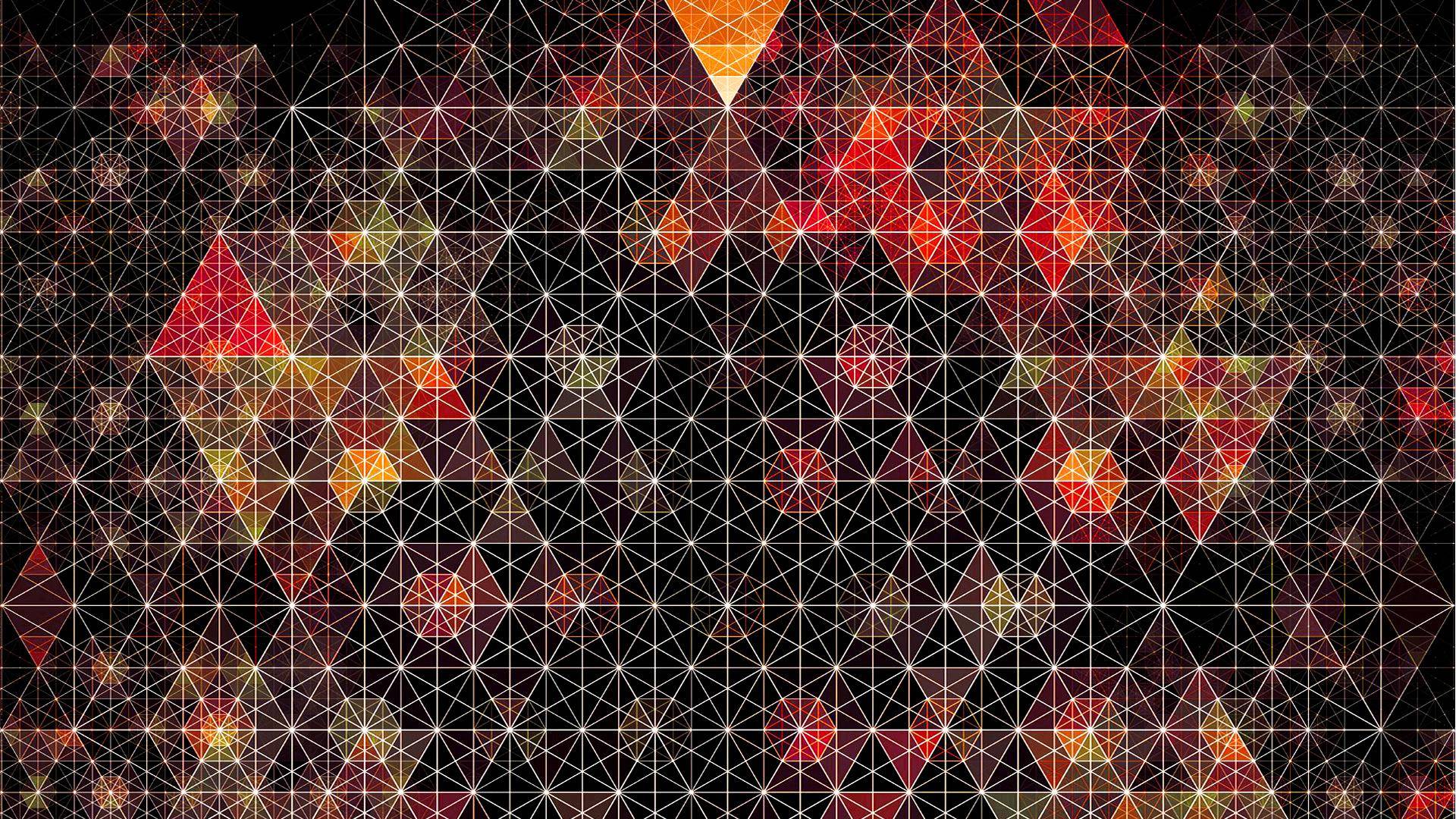 Abstract Red Triangle Pattern HD Wallpaper