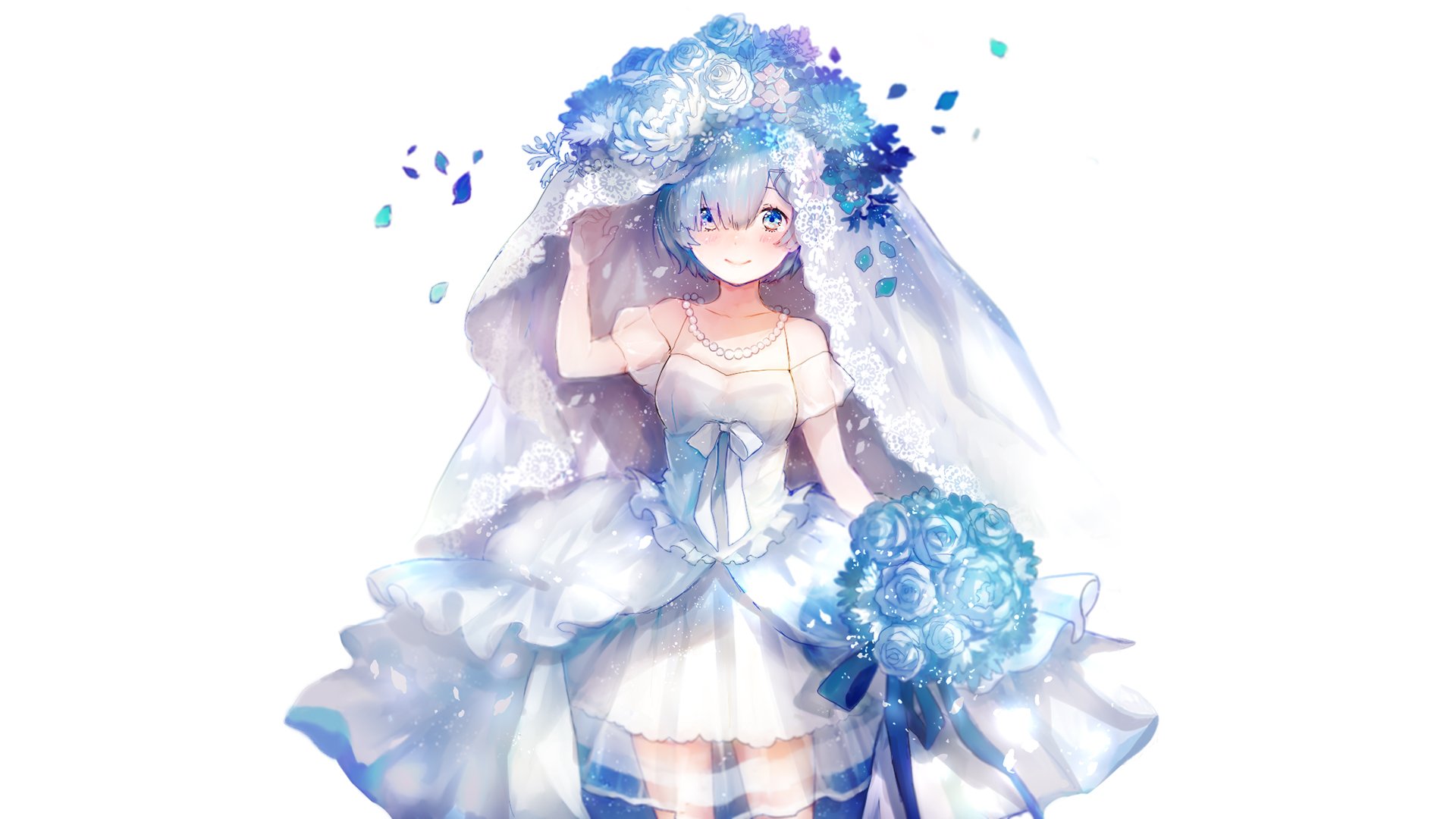 Rem in Blossoming Bridal Elegance | Re:Zero HD Anime Wallpaper