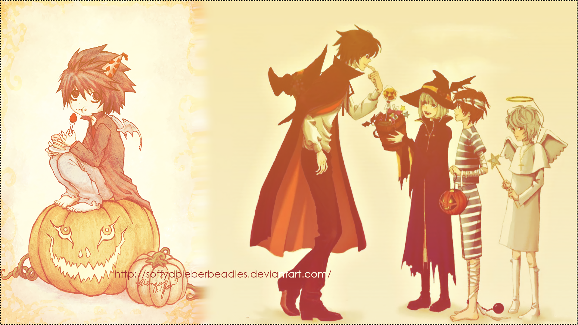 Death Note Halloween HD Anime Wallpaper: Spooky Stylish Spirits United