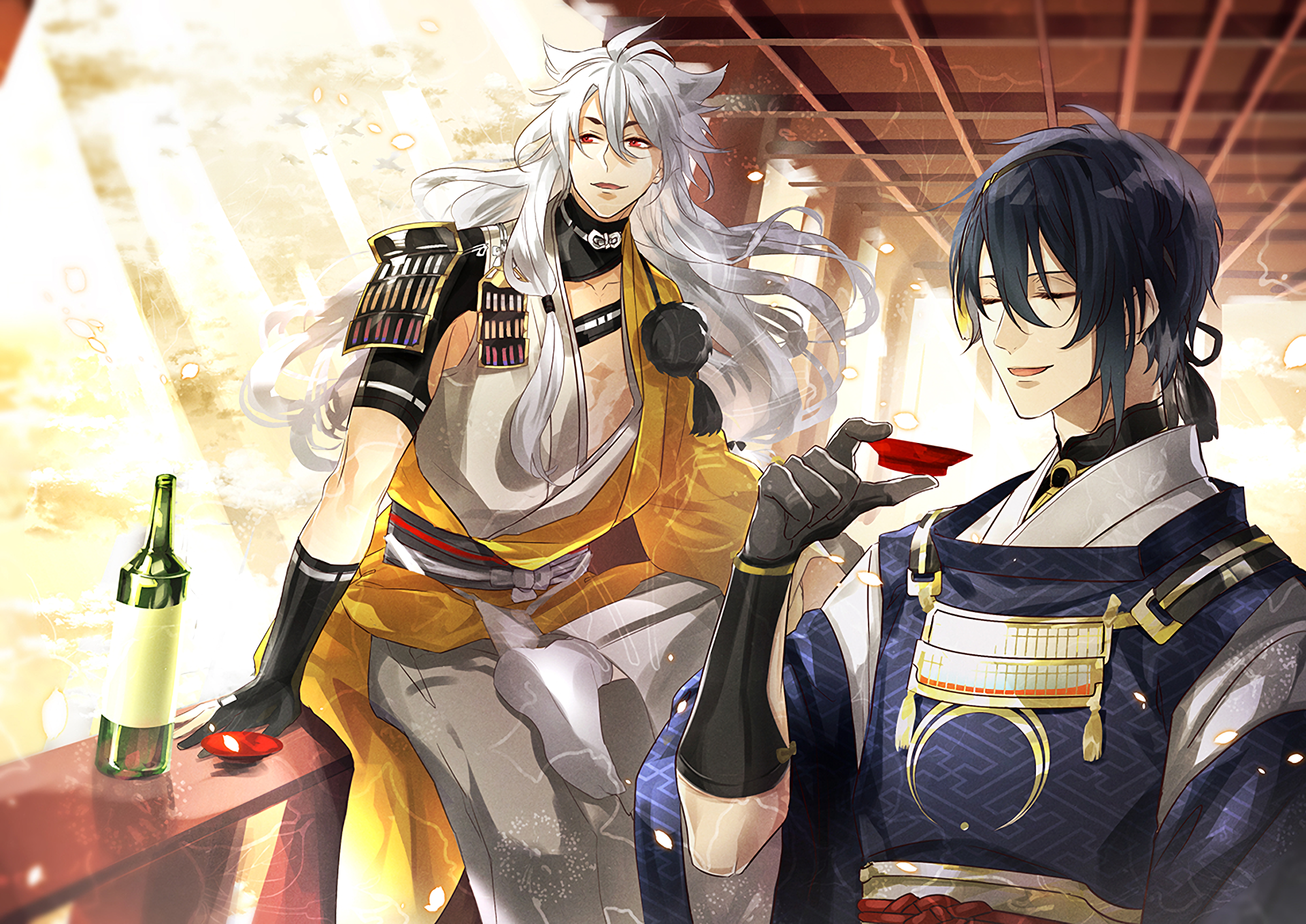 HD Anime Elegance: Stunning Touken Ranbu Warrior Duo Wallpaper