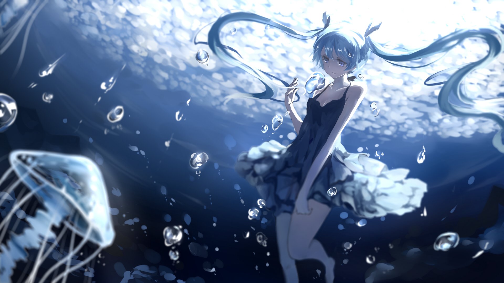 Enchanting Hatsune Miku HD Wallpaper in a Dreamy Underwater Scene ...