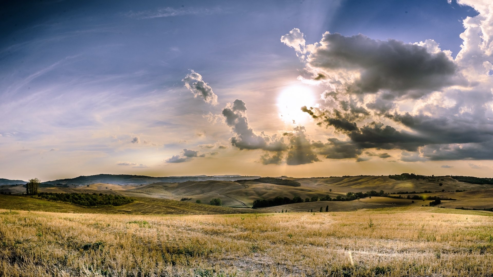 Radiant Horizon: Sunlit Sky Over Serene Landscape HD Wallpaper ...