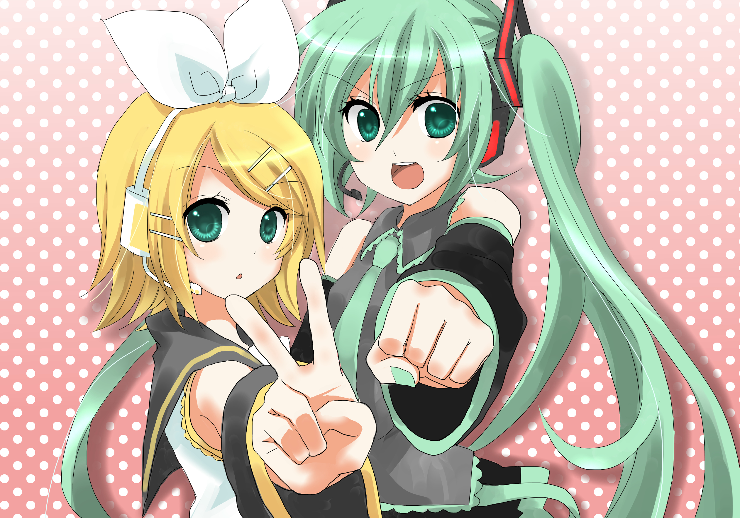 Vocaloid Vibes: Rin & Hatsune Miku HD Anime Duo Wallpaper