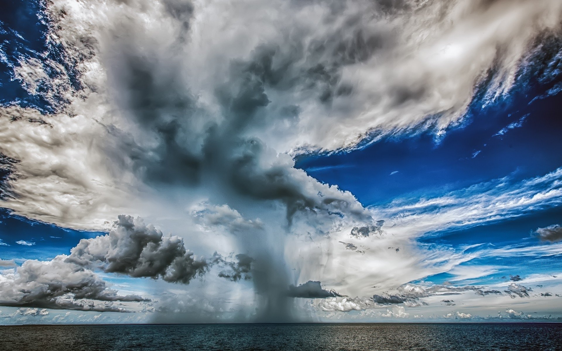 Ocean Horizon: Towering Cloudburst HD Wallpaper | 1920x1200 | Wallpaper ...