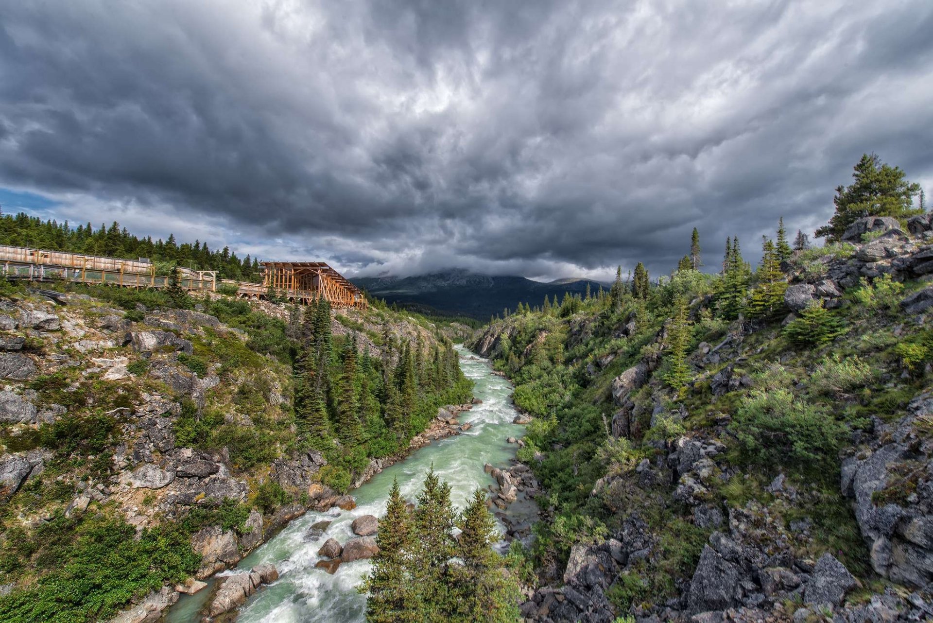 Download Cloud Tree Forest Landscape Mountain Nature River HD Wallpaper