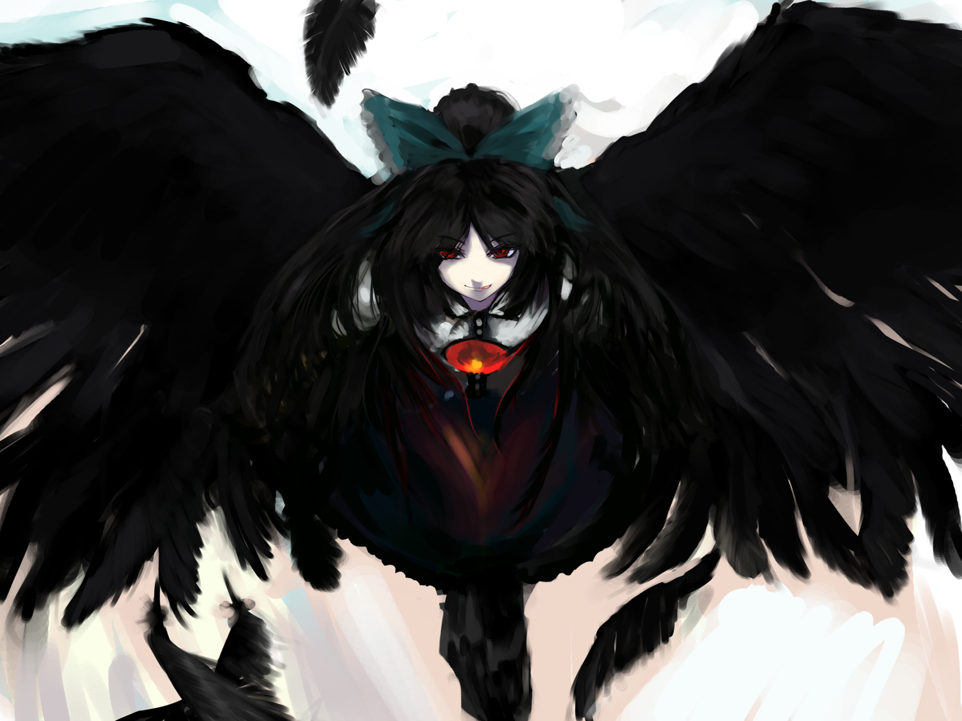 HD Touhou Anime: Dark Wings of Mystery | 2144x1608 | Wallpaper Abyss