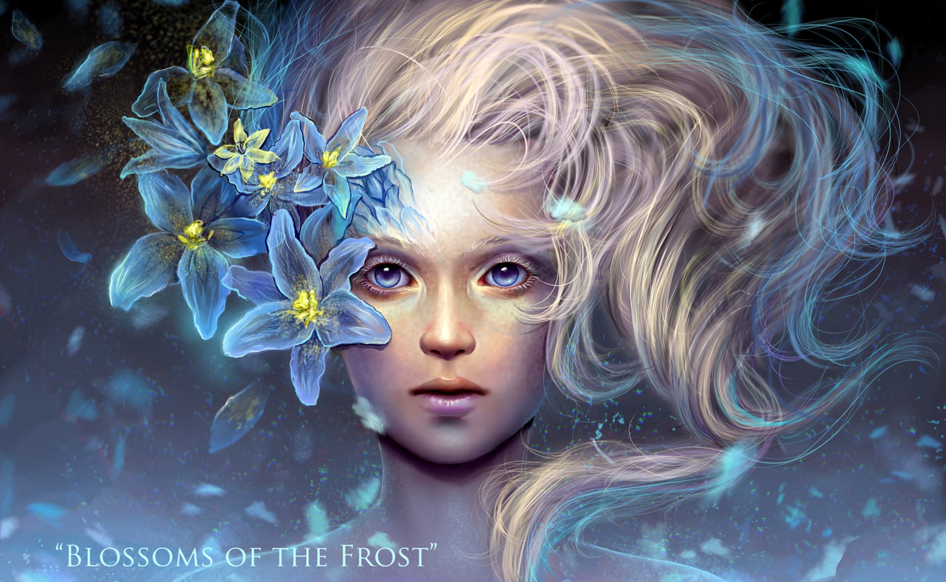 Blossoms of the Frost: A Stunning Blue Fantasy HD Wallpaper by ...
