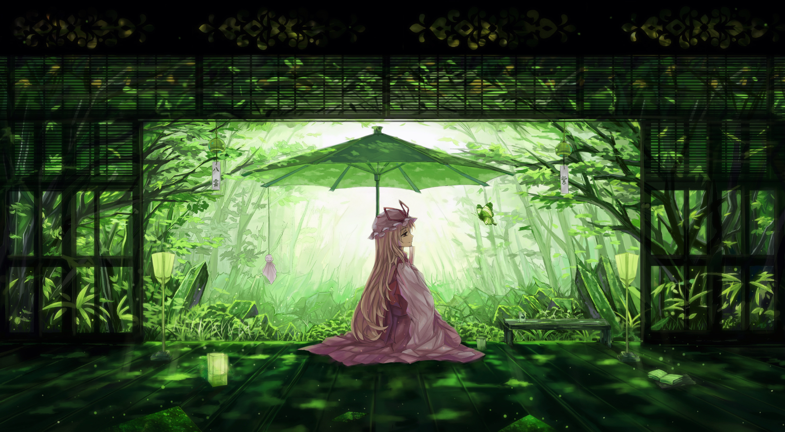 Touhou Serenity: HD Anime Garden Escape Wallpaper