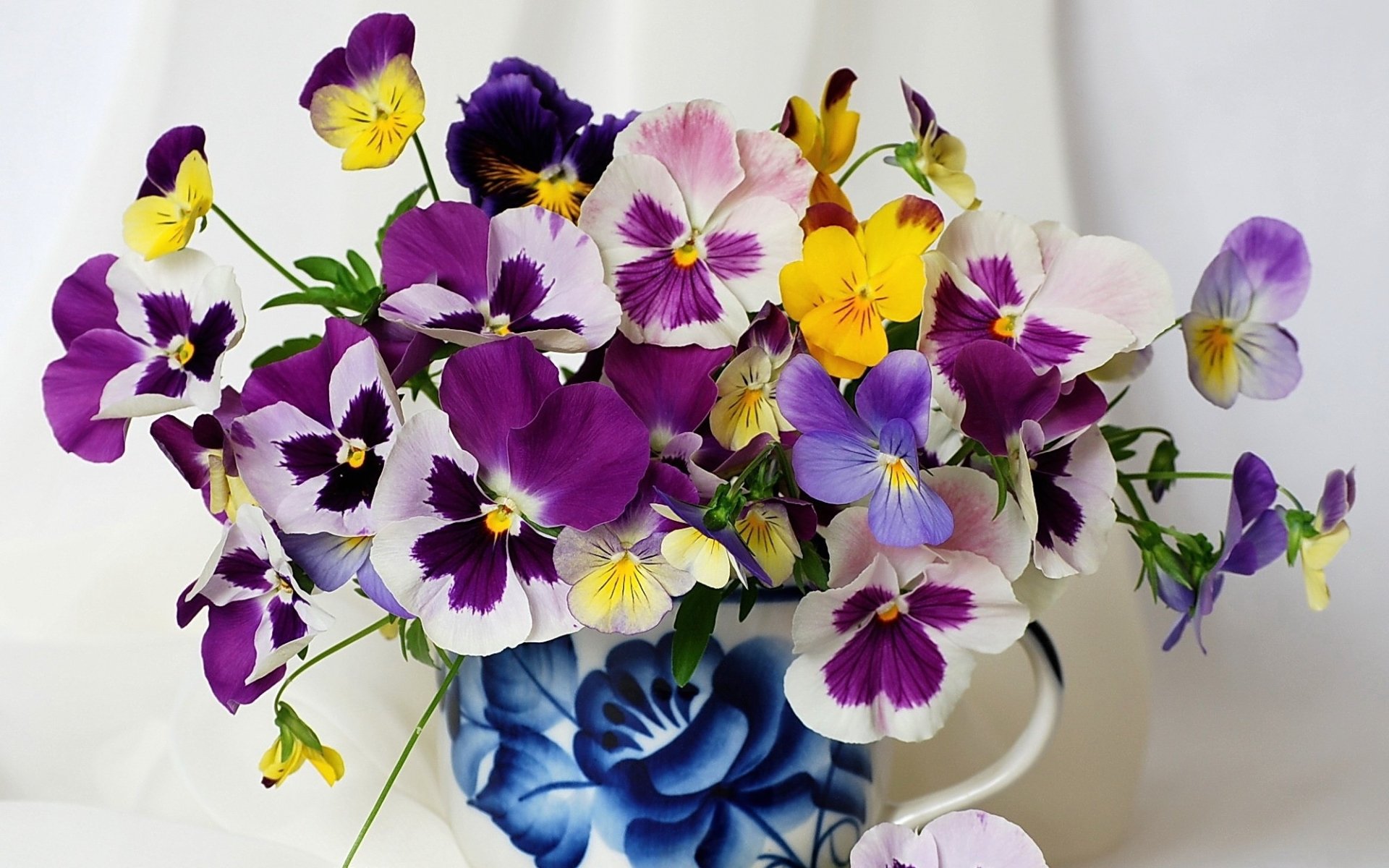 Vibrant Pansy Bouquet in Handcrafted Earthy Vase – HD Floral Wallpaper ...