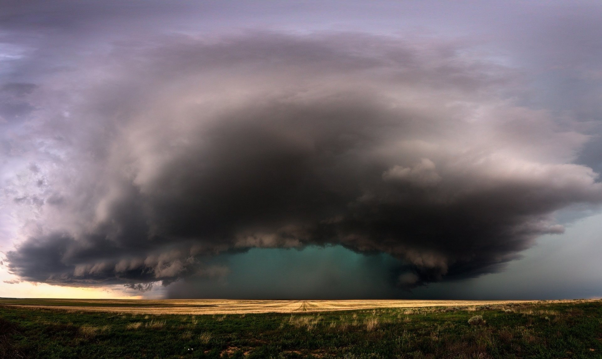 Majestic Storm Over Vast Horizon: HD Nature's Sky and Field