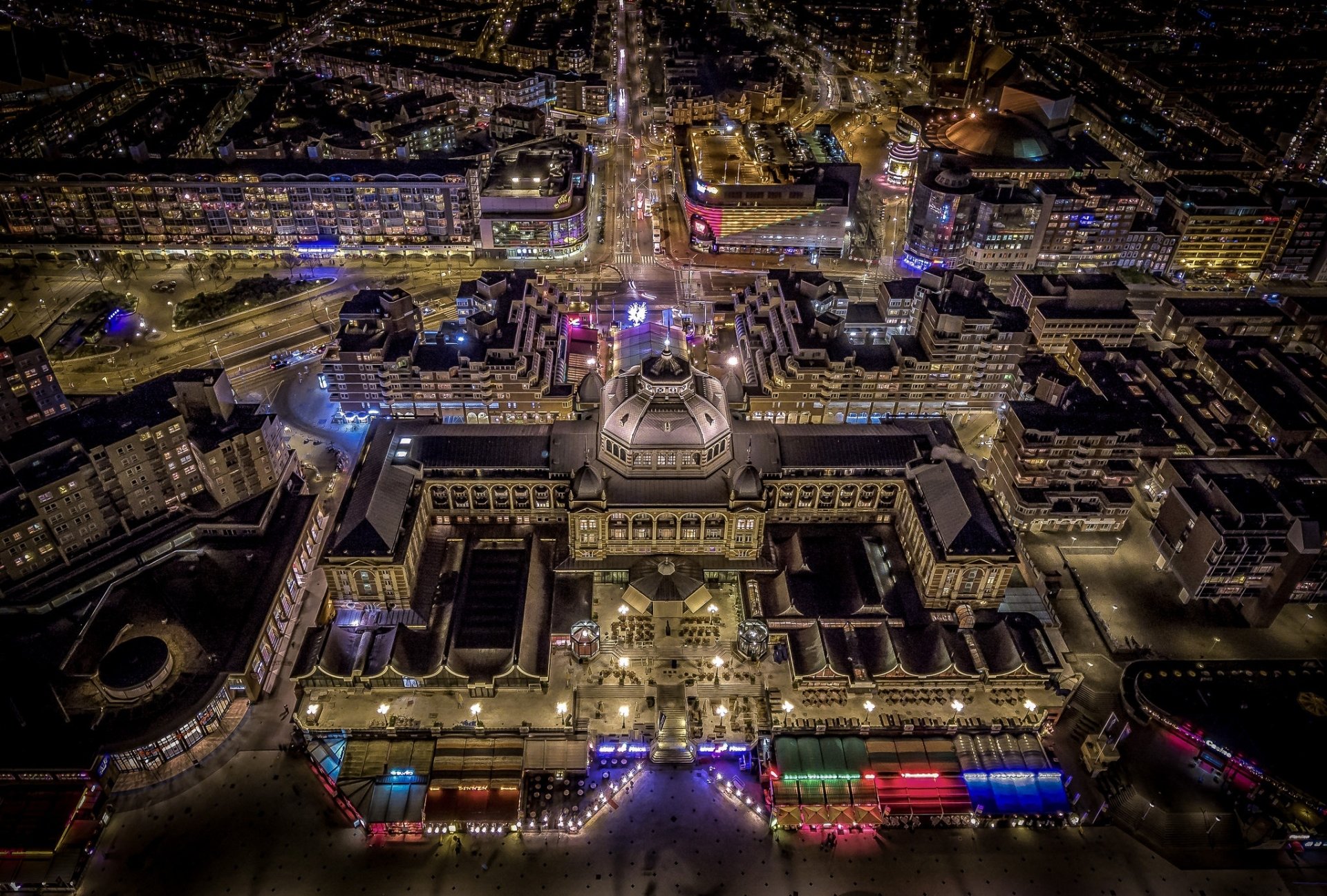 Night Lights Over The Hague: Aerial Cityscape of The Netherlands