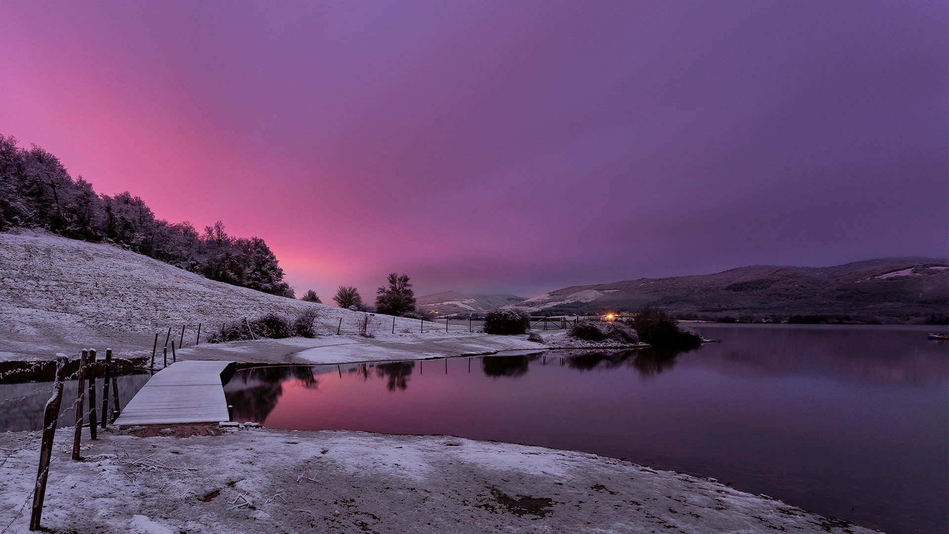 Download Purple Sunset Snow Landscape Earth Photography Winter HD Wallpaper