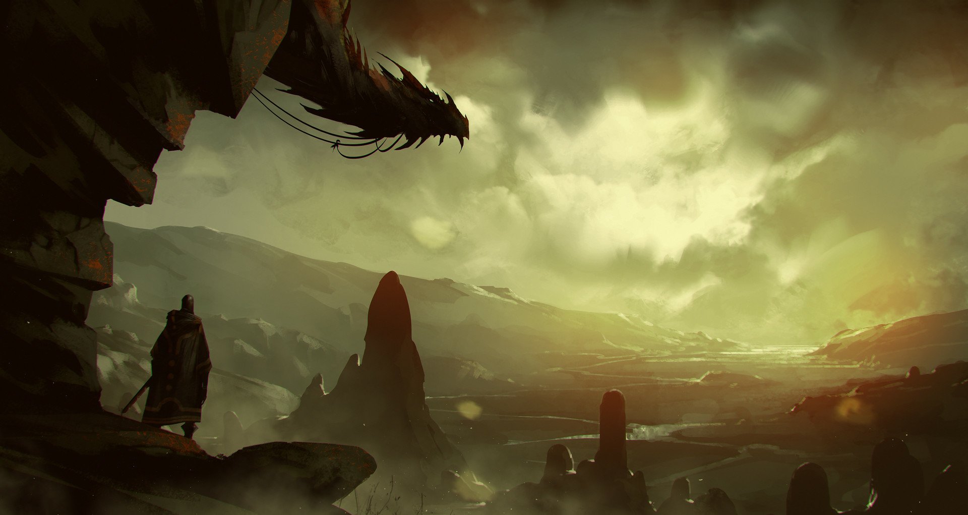 Dragon Warrior in the Mystic Valley – Fantasy Landscape HD Wallpaper by ...