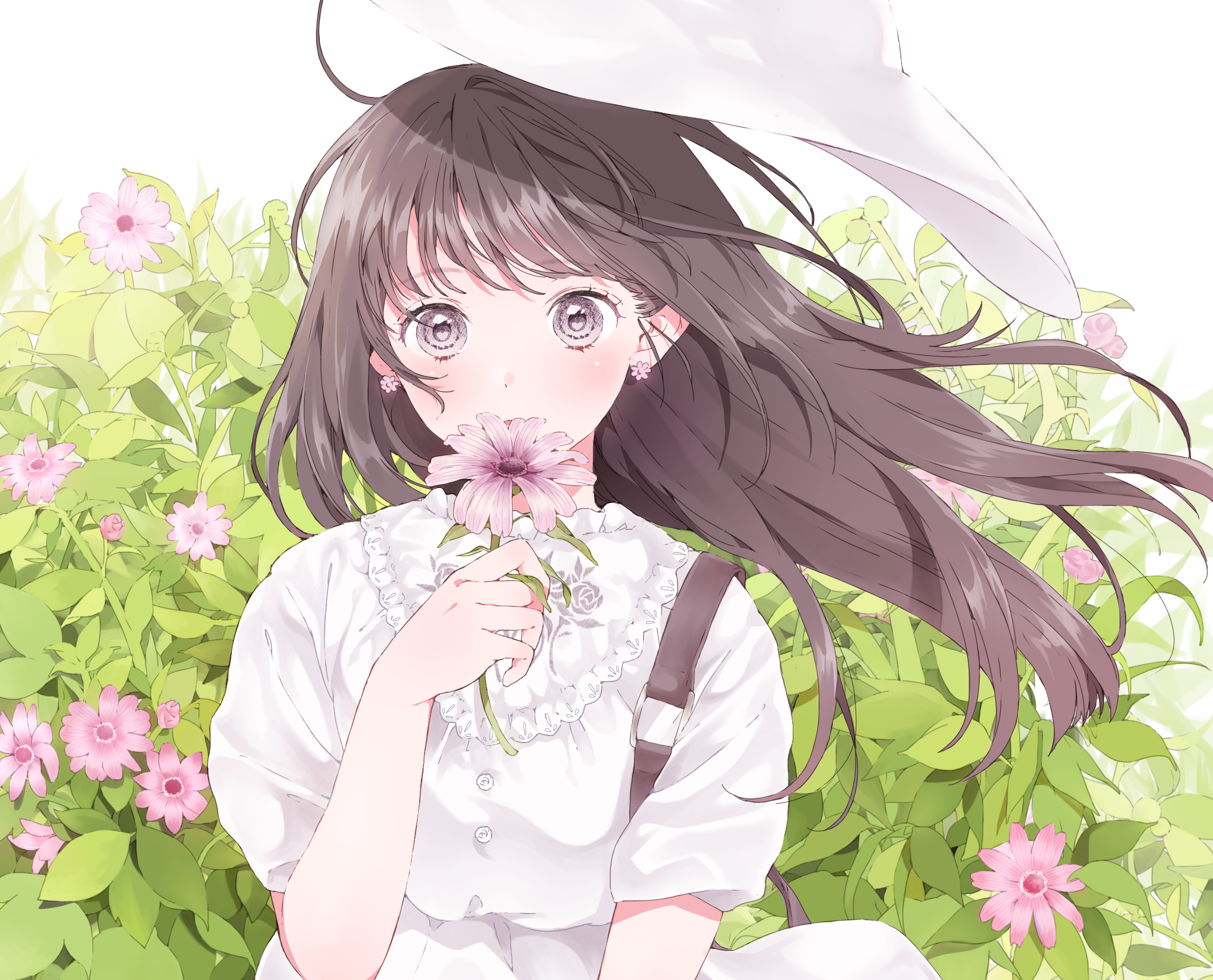 Serene Anime Girl in Blossoms - HD Wallpaper by Shizuko